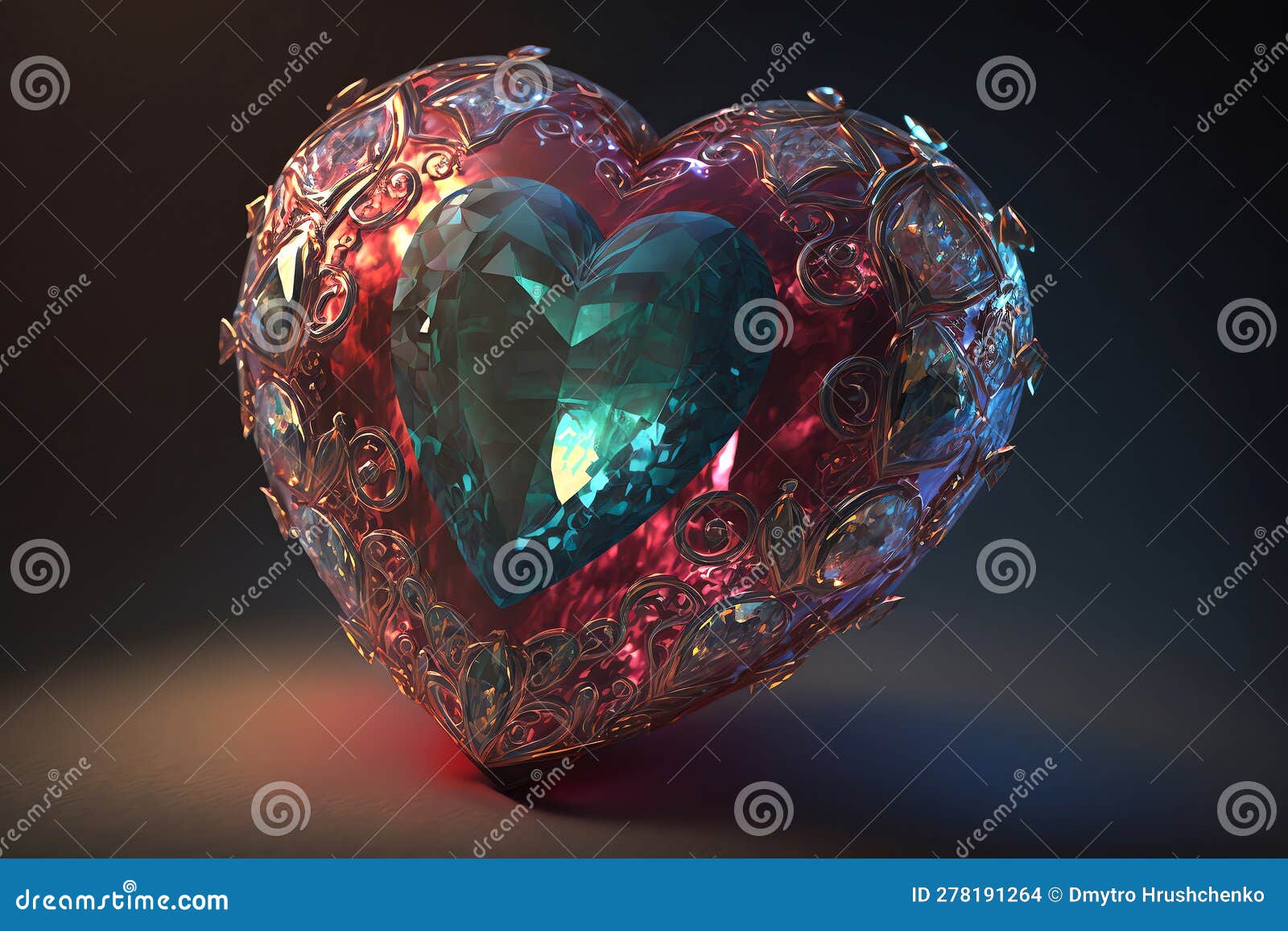 Gem Heart Shaped. Heart Shape Made by Gemstone. Multicolored Gem in ...