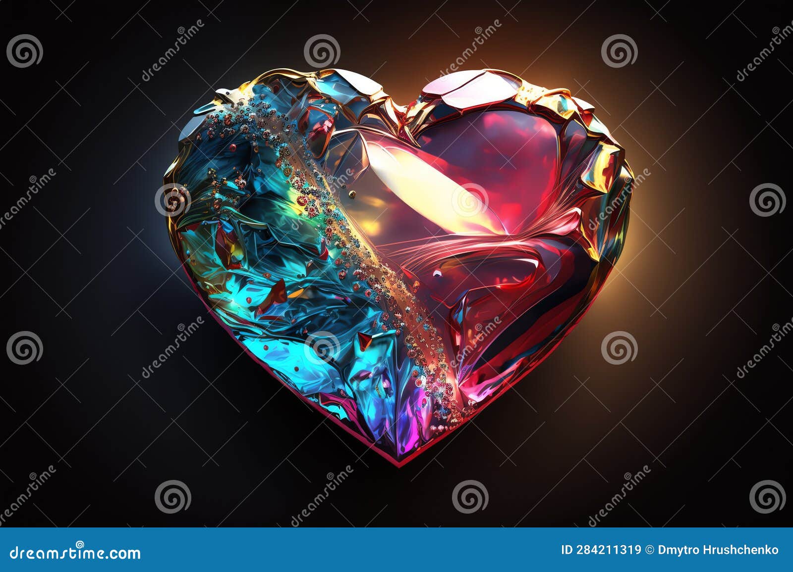 Gem Heart Shaped. Heart Shape Made by Gemstone. Multicolored Gem in ...