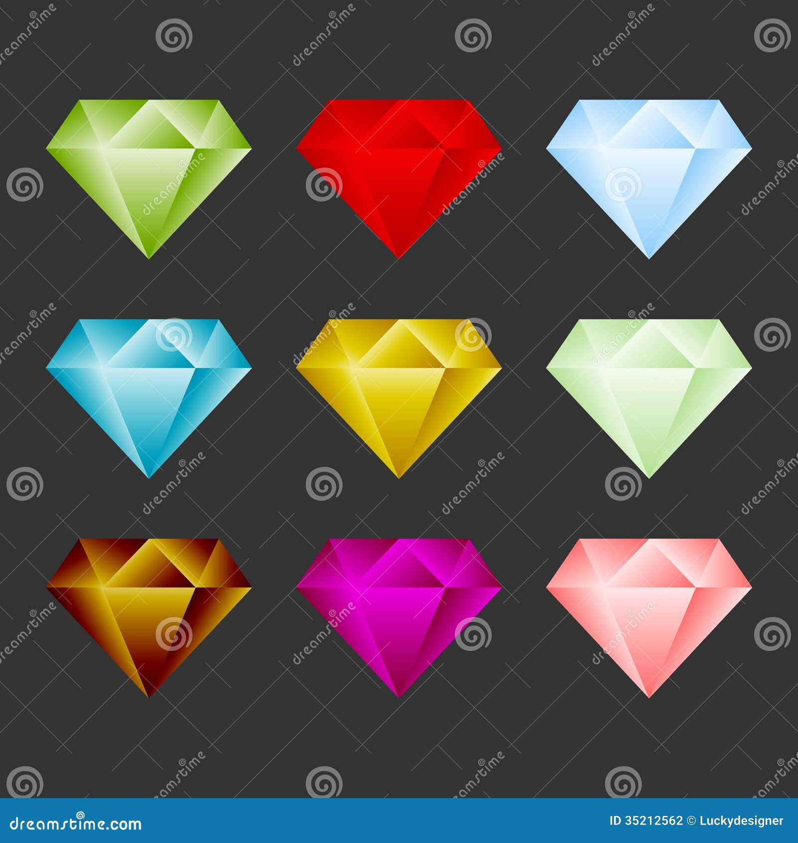 Gem Icon Set. Game Resource or Emblem Stock Vector - Illustration of ...