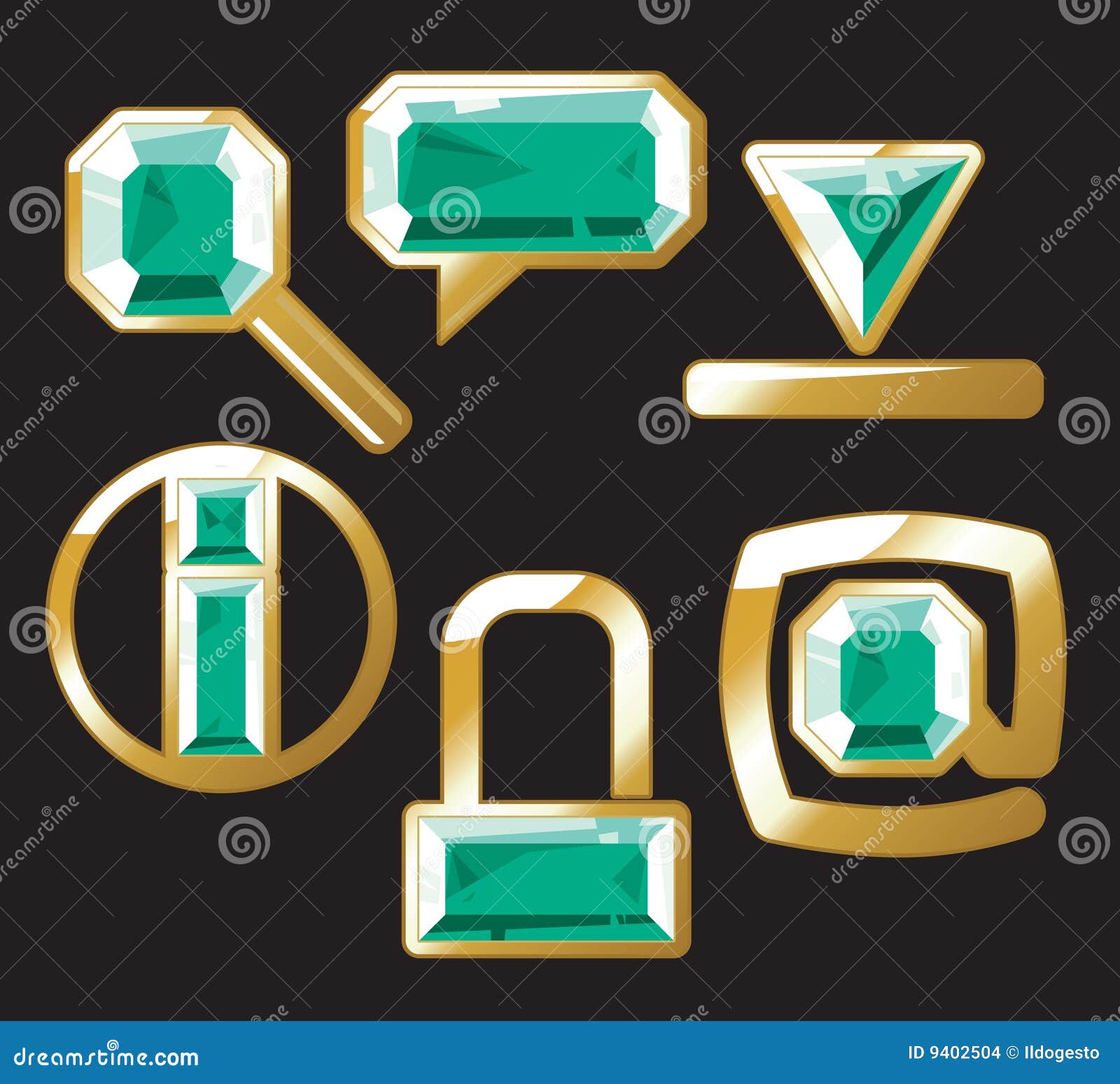 Gem icons with emerald stock vector. Illustration of green - 9402504