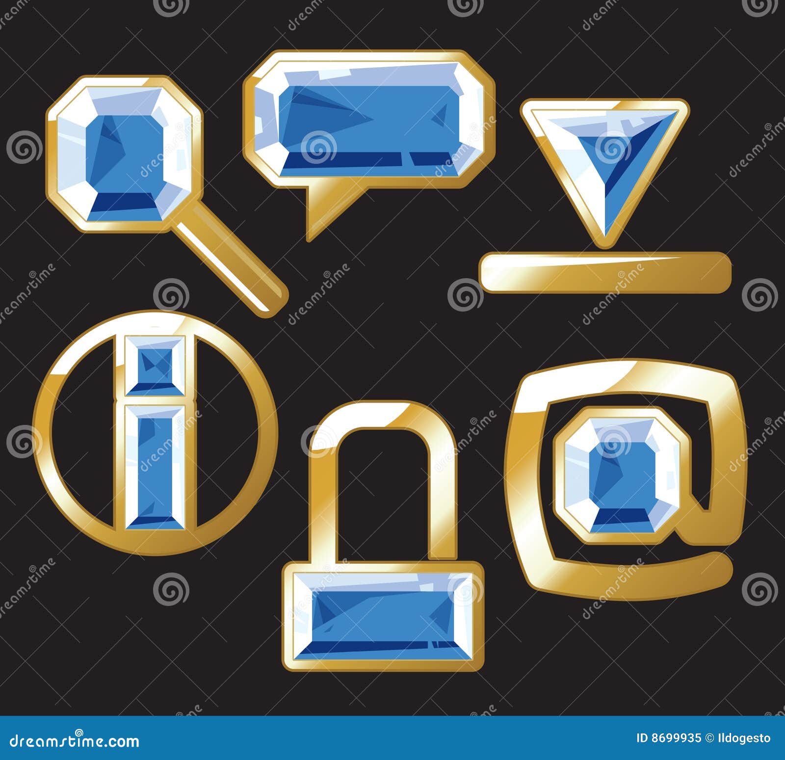 Gem Icons with Sapphire and Gold Stock Vector - Illustration of arrow ...
