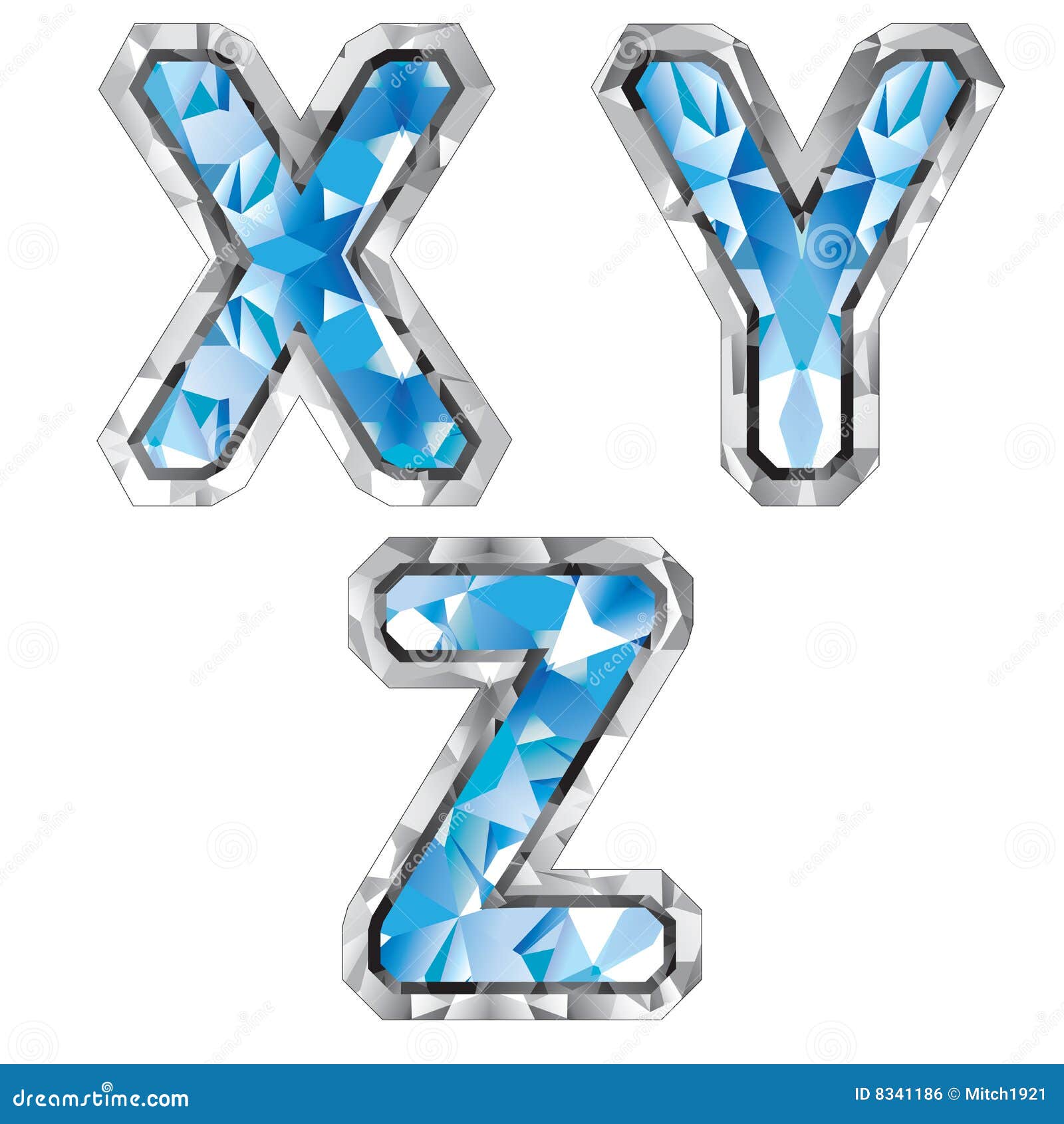 Gem letter X Y Z stock illustration. Illustration of typography - 8341186