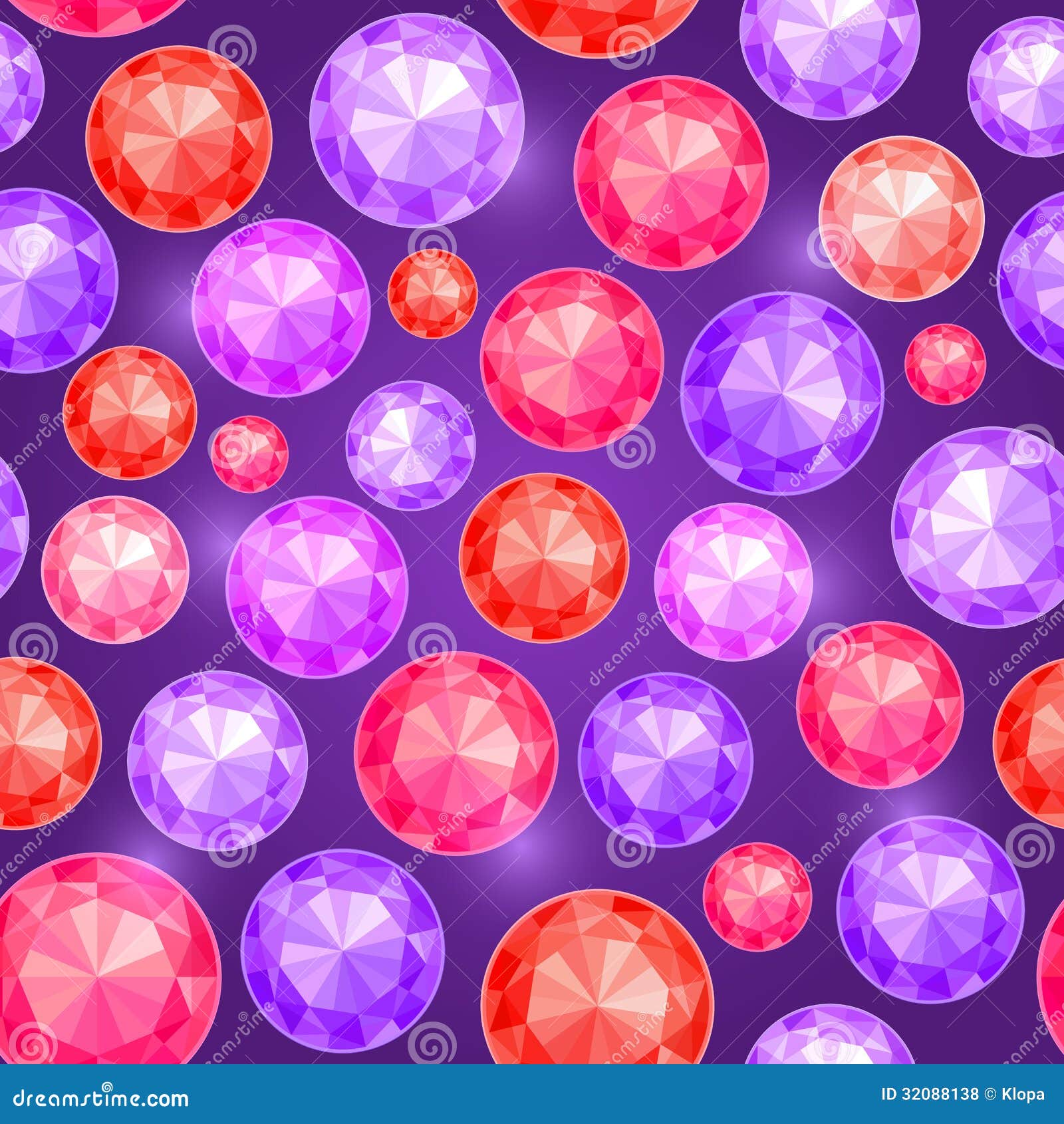 Gem Seamless Pattern on Dark Purple Background Stock Illustration ...