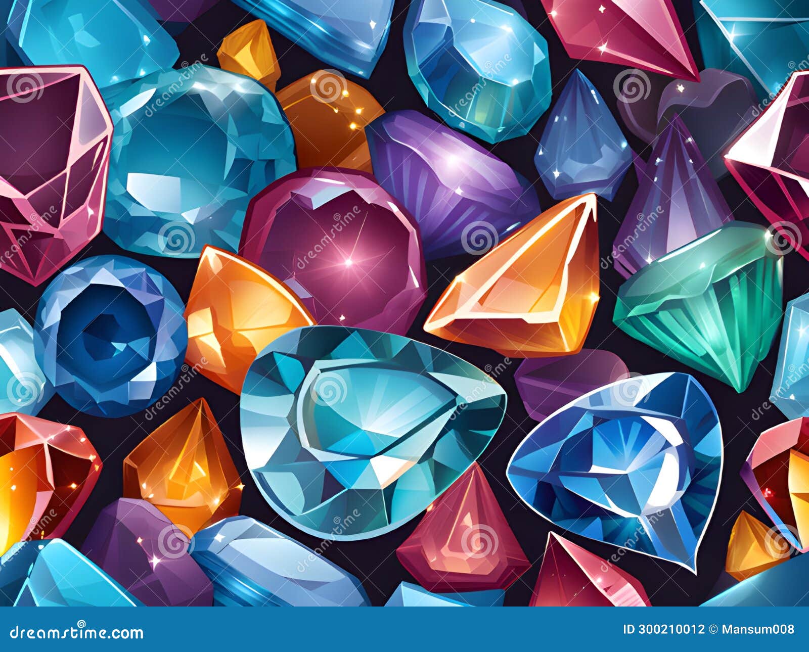 Gem Stones Creative Tile Background Graphic Design. Digital Raster ...