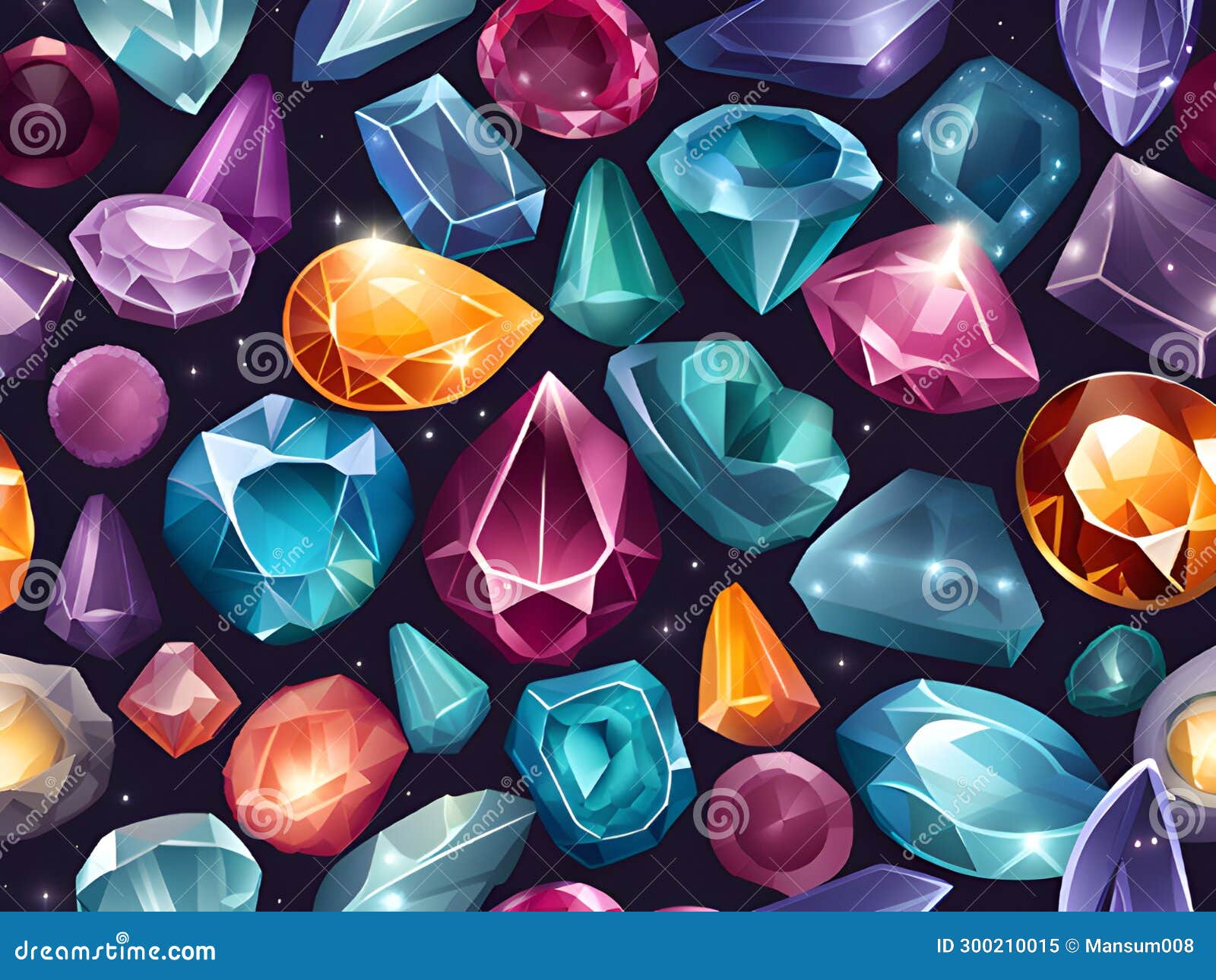 Gem Stones Creative Tile Background Graphic Design. Digital Raster ...