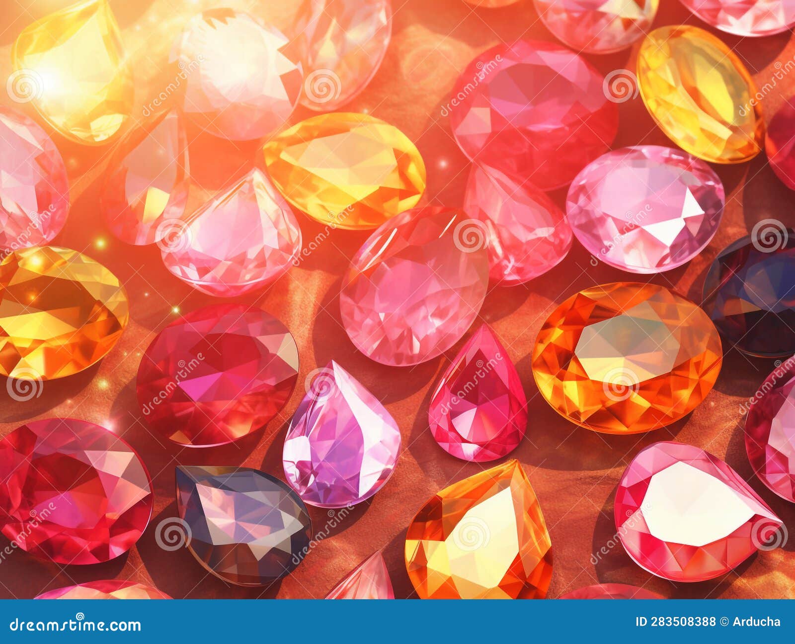 Gem Stones Pattern with Red Flare Light Stock Illustration ...