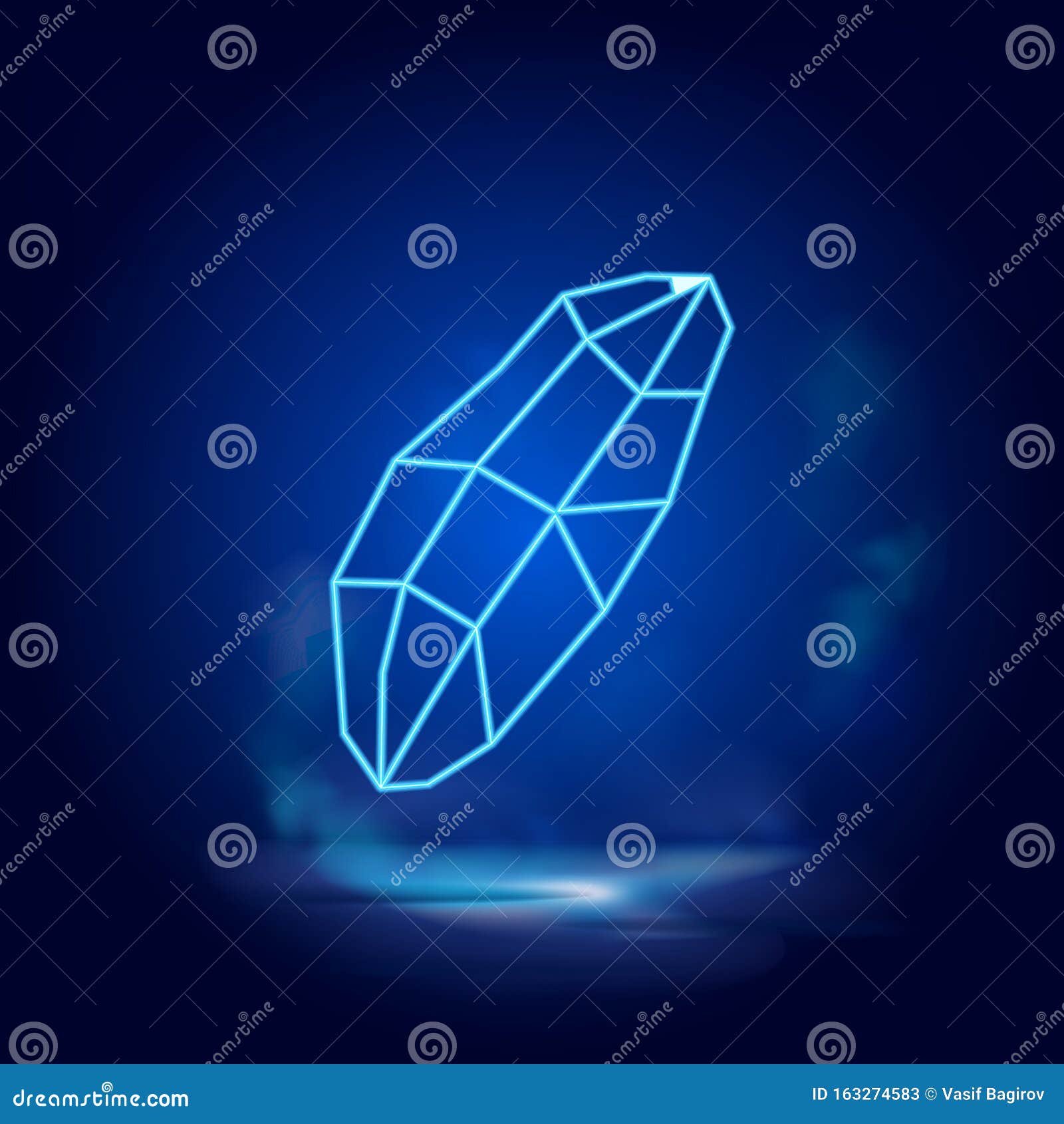 Gem Symbol Neon Icon. Blue Neon Vector Icon Stock Illustration ...