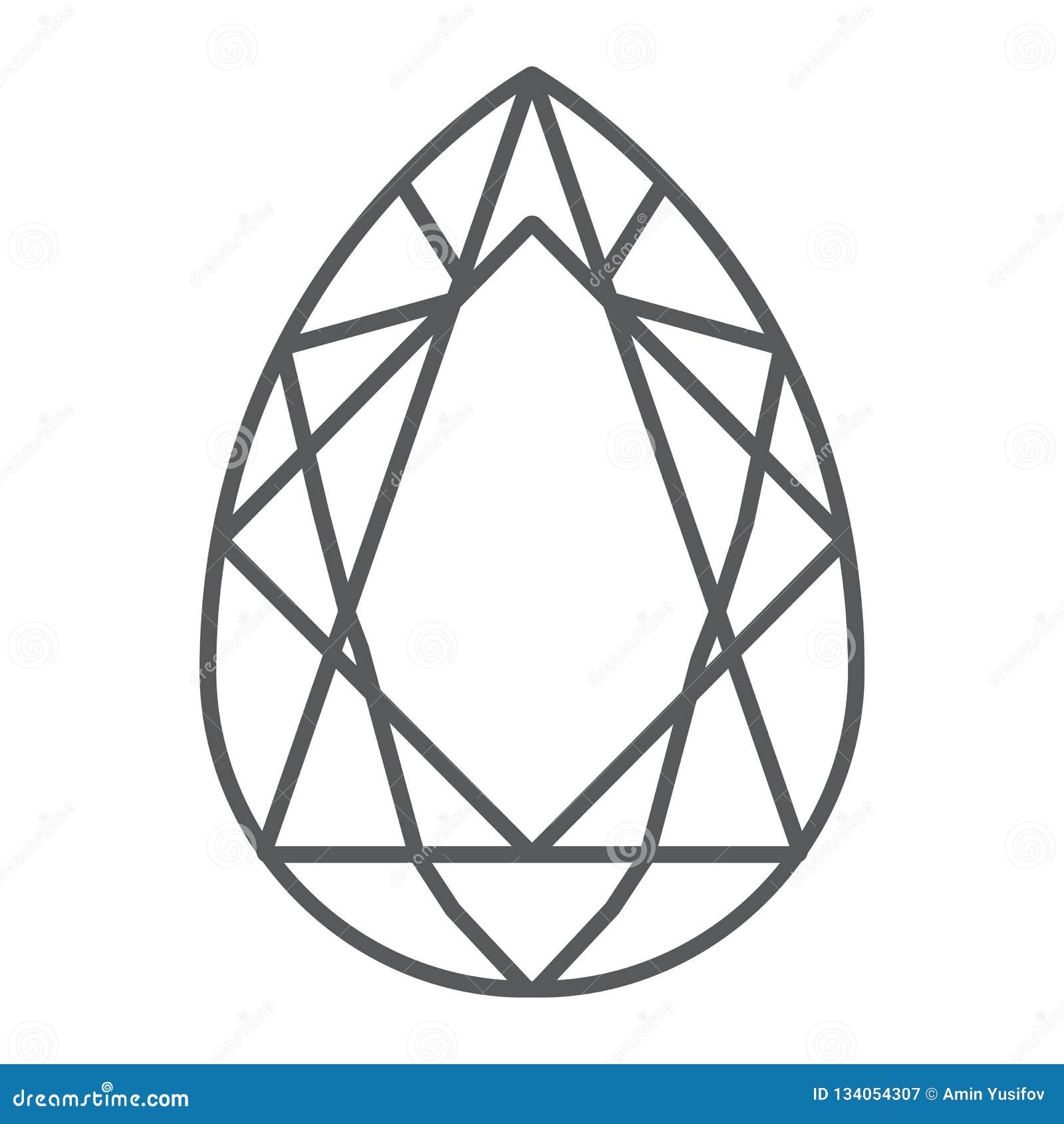 Gem Thin Line Icon, Jewelry and Crystal, Diamond Sign, Vector Graphics ...