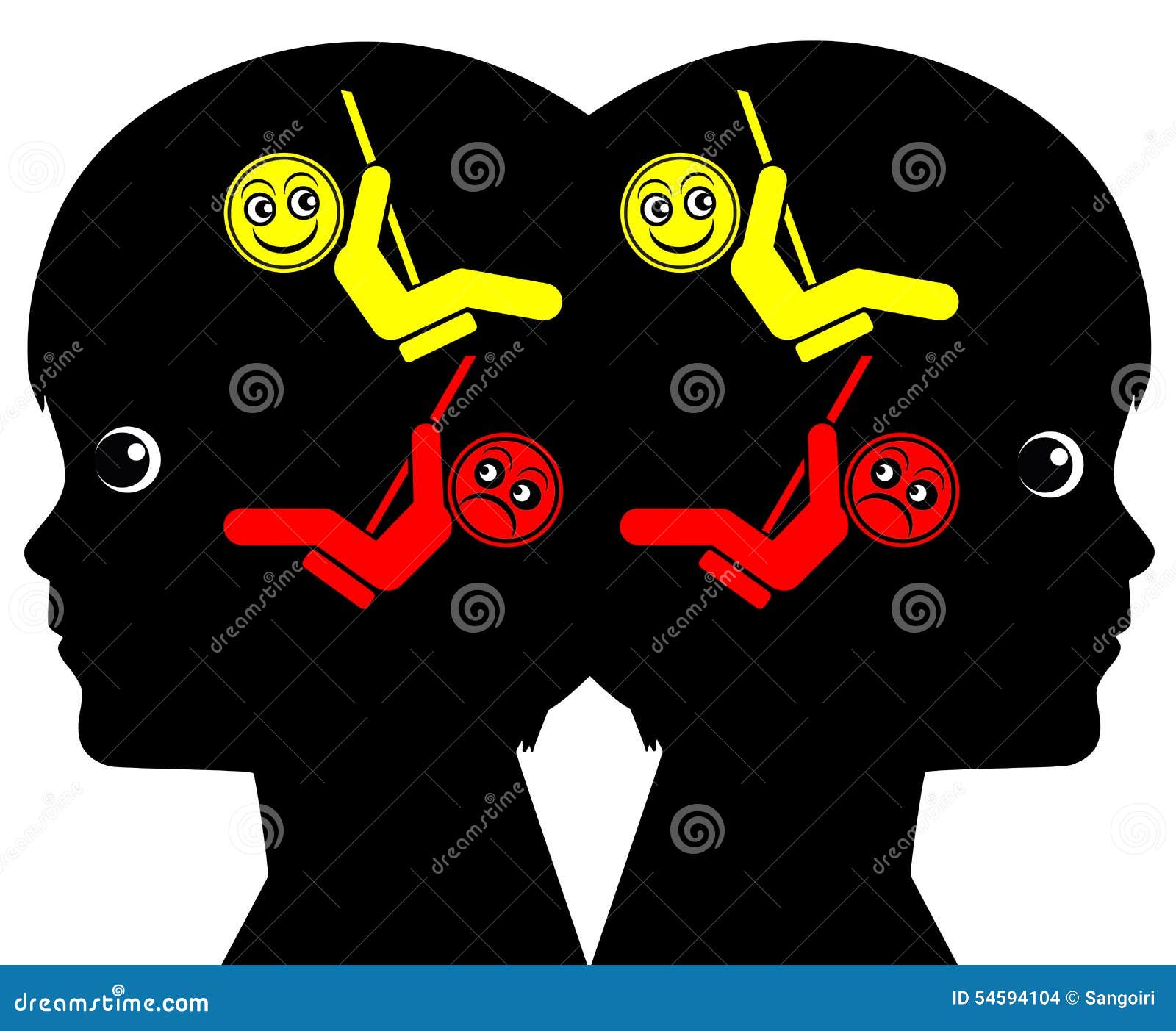 Gemelli Monozigoti Con Le Oscillazioni Di Umore Identiche Illustrazione ...