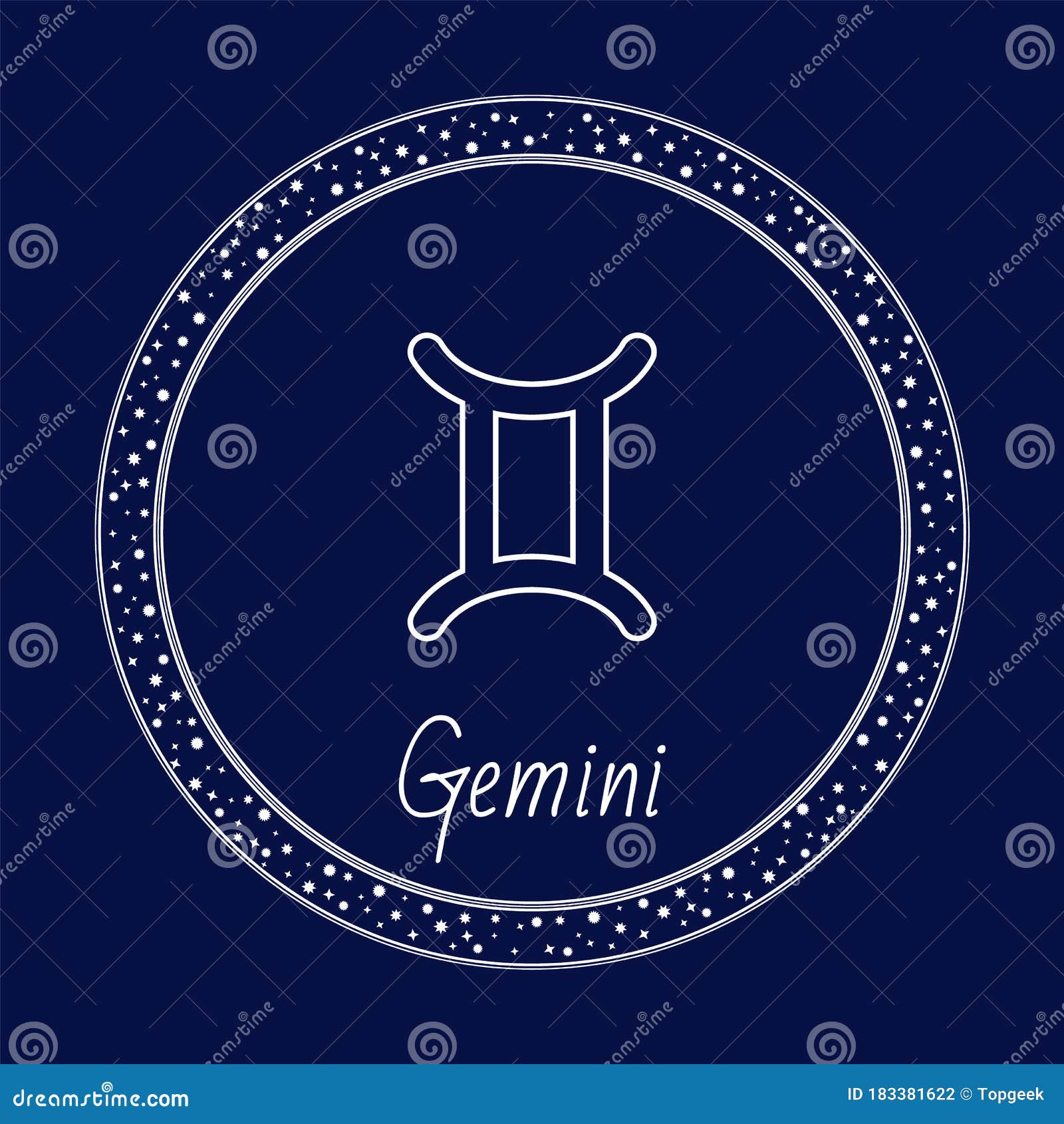 Gemini Astrology Zodiac Sign Isolated In Circle Stock Vector Illustration Of Creative Color