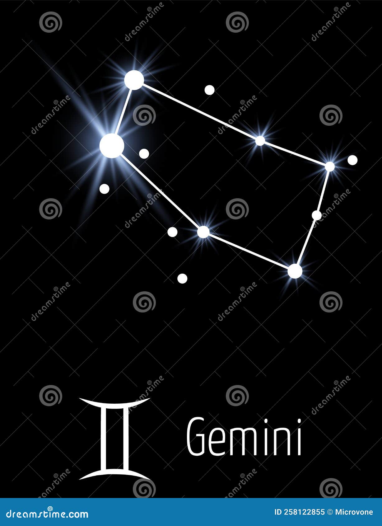 Gemini Constellation. Astrology Card Template Stock Vector ...
