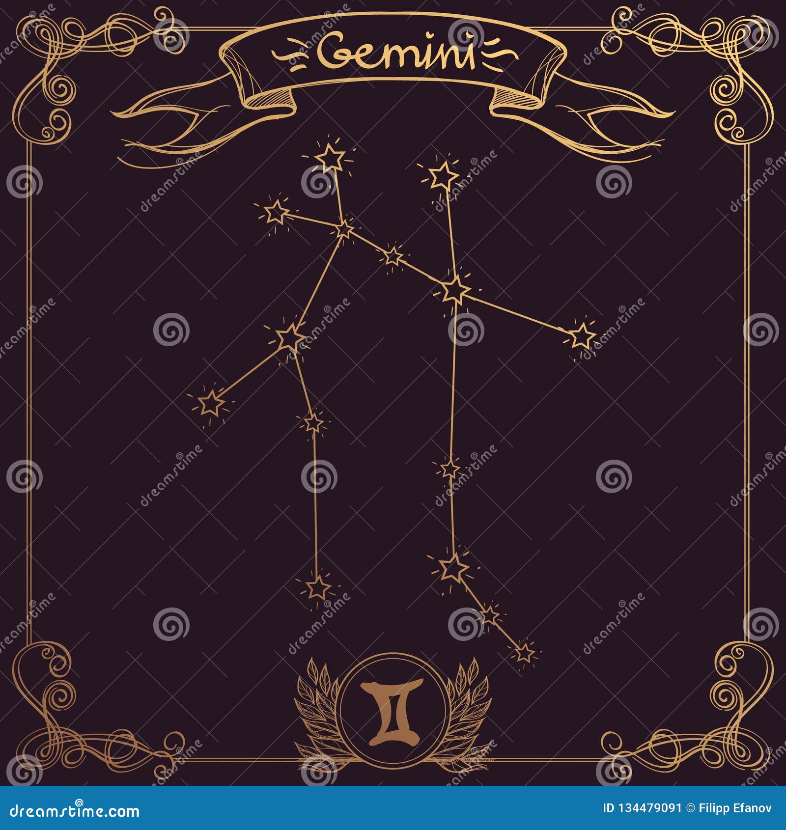 Gemini Constellation. Schematic Representation of the Signs of the ...
