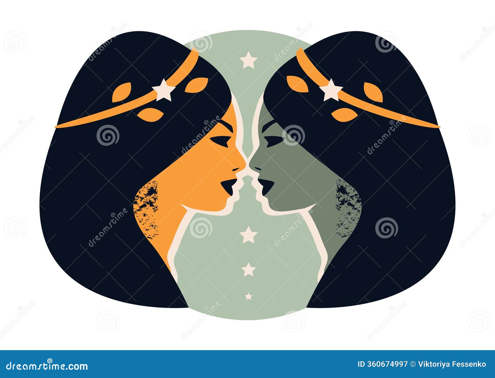 Gemini Horoscope Icon. Celestial Twins. Flat Vector Astrology Illustration Stock Illustration ...
