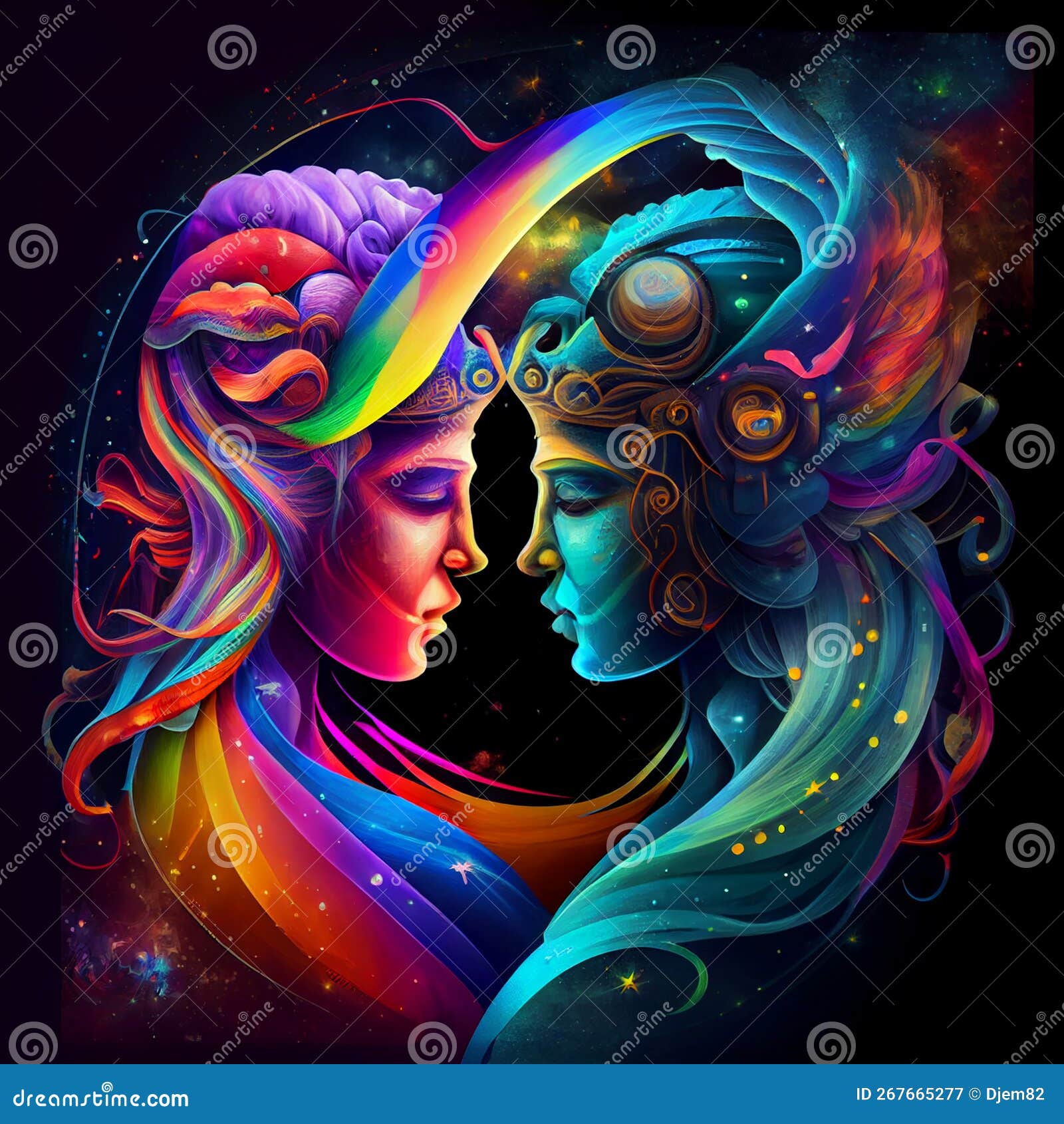 Gemini Horoscope Sign Created with Generative Ai Stock Illustration ...