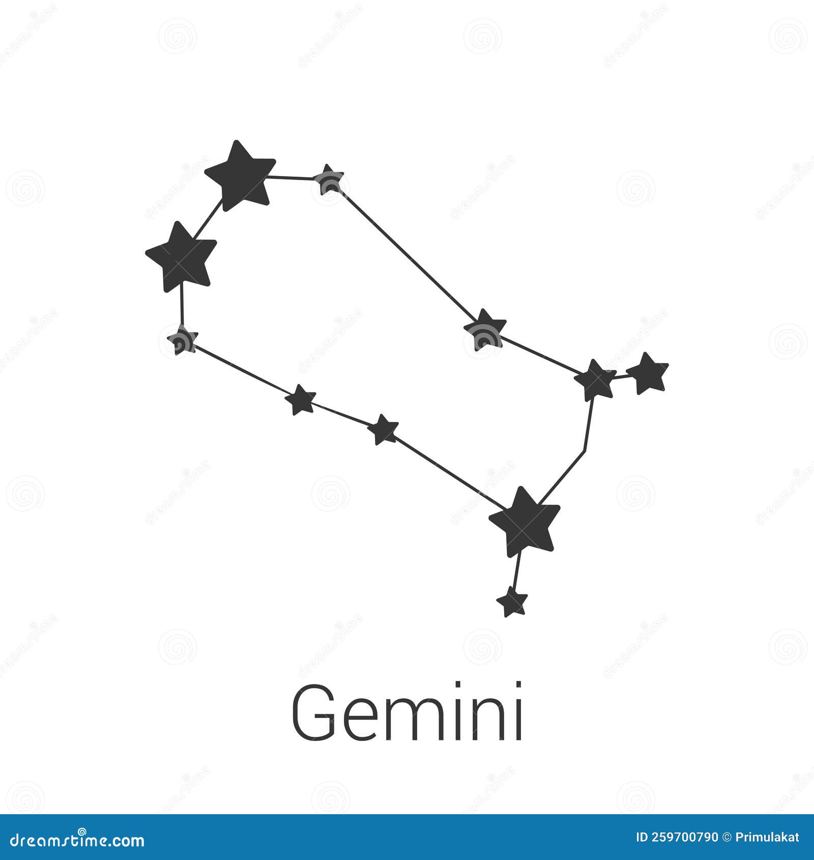 Gemini Sign Constellation Isolated Vector Icon on White Background ...