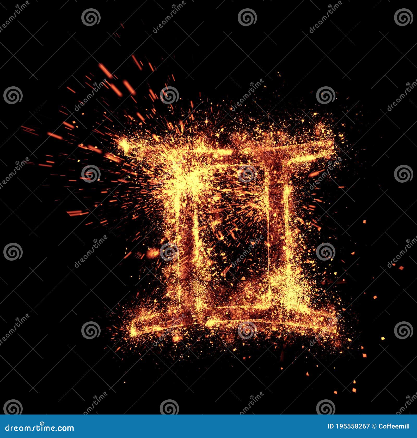 Gemini Symbol With Geometric Lines And Roman Numeral II On Gray ...