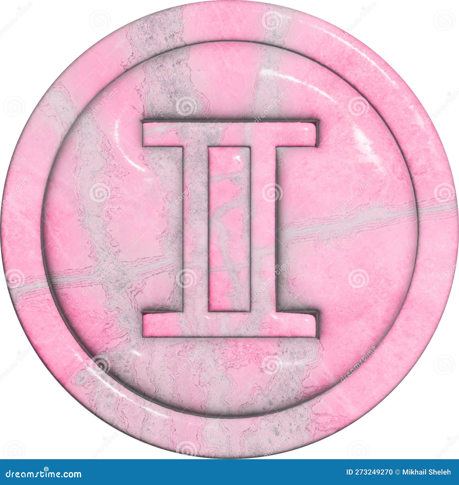 Gemini. Three-dimensional Button in the Form of a Coin with a Zodiac ...