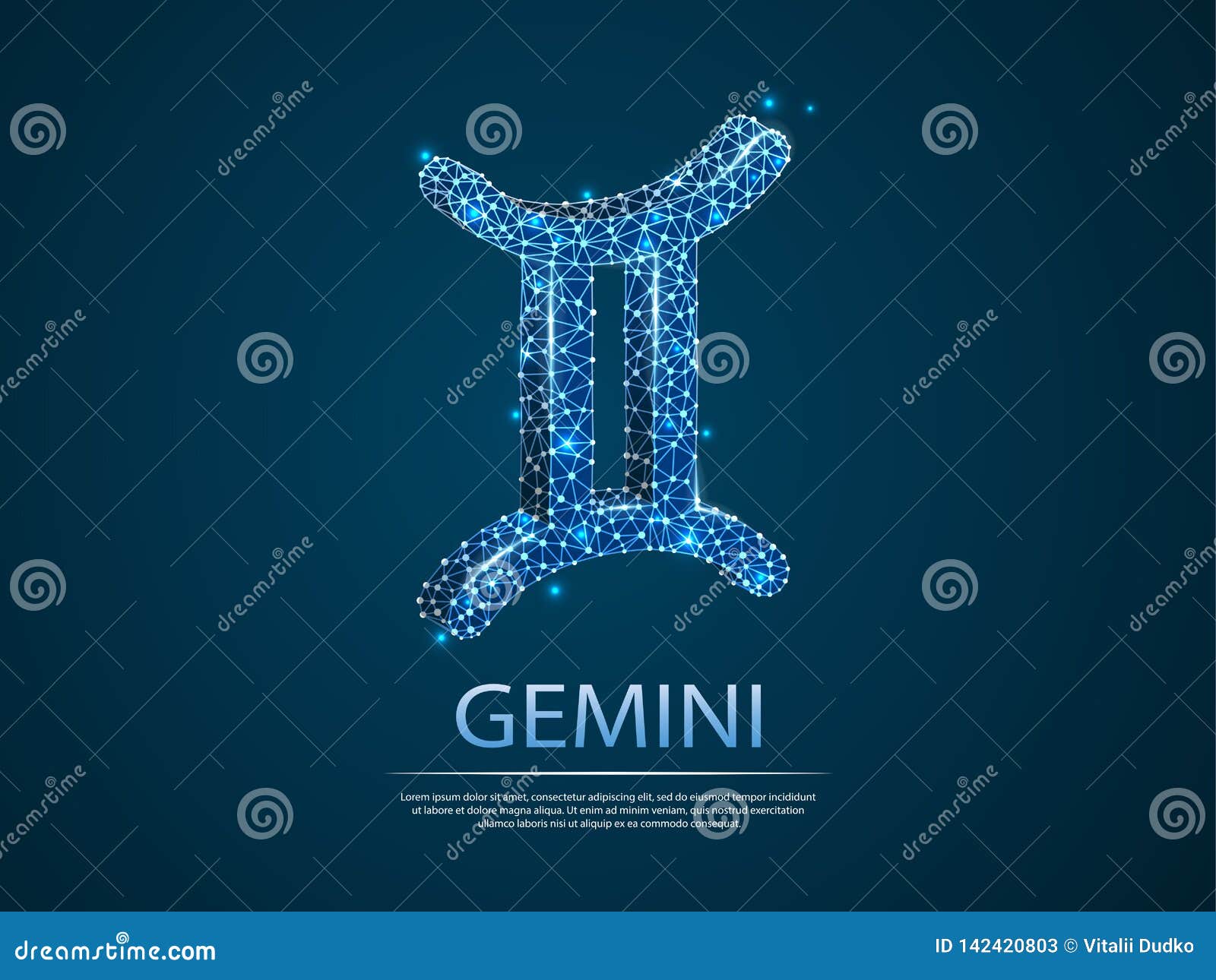 Gemini Zodiac 3D Low Poly Abstract Illustration Vector Digit Wireframe ...