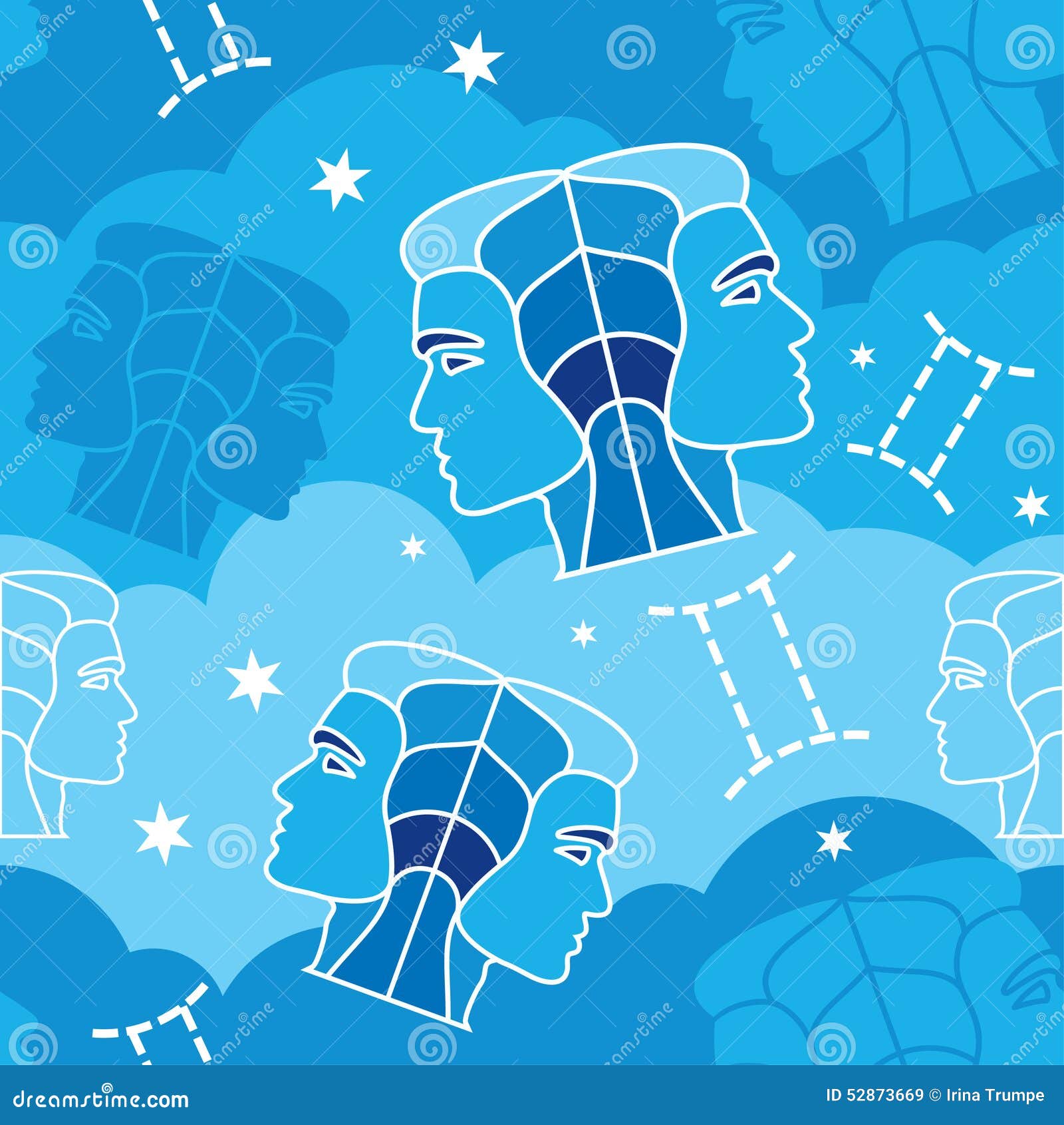 Gemini - Zodiac Seamless Pattern Stock Vector - Illustration of vector ...