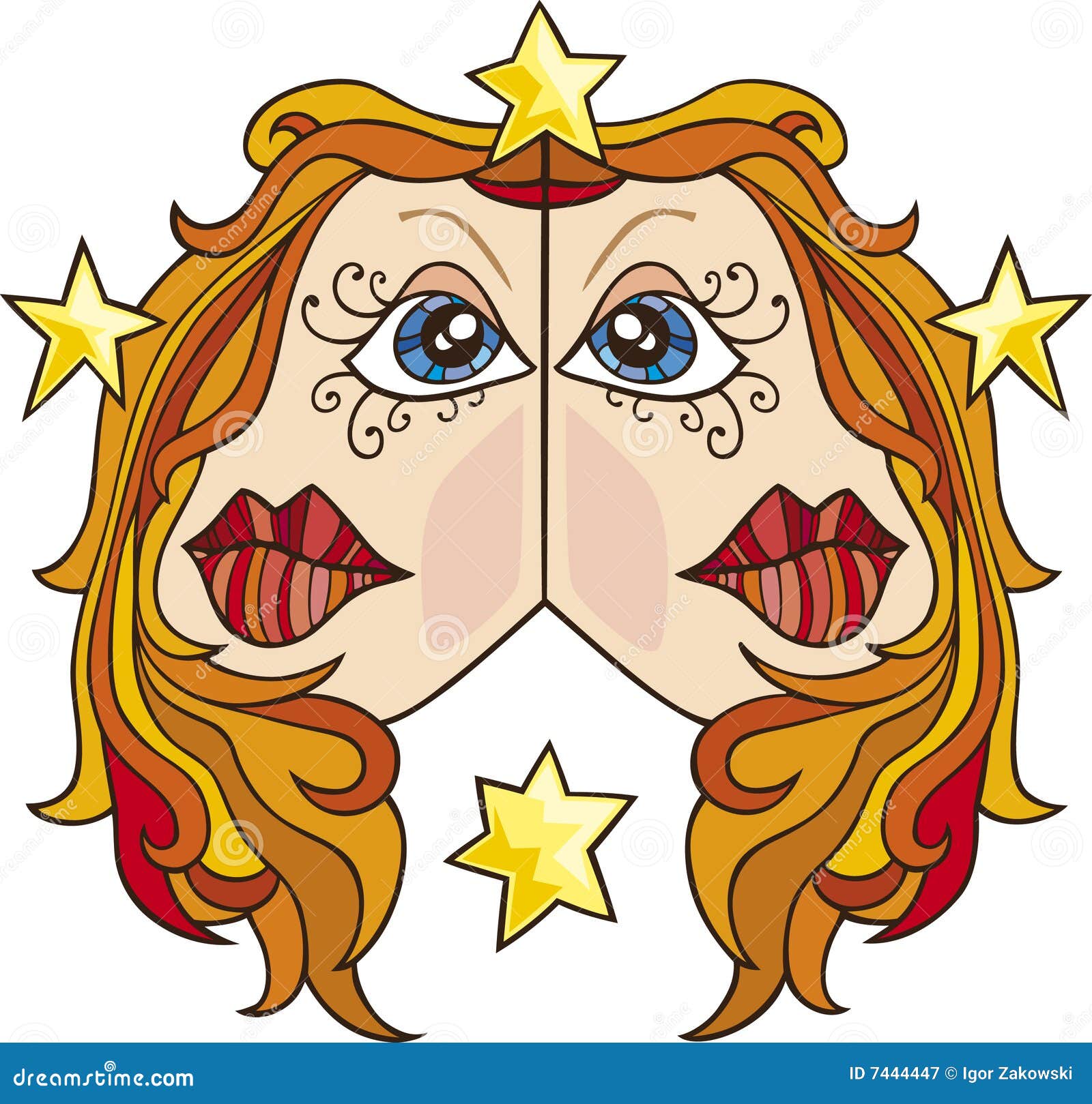 Gemini zodiac sign stock vector. Illustration of eyes - 7444447