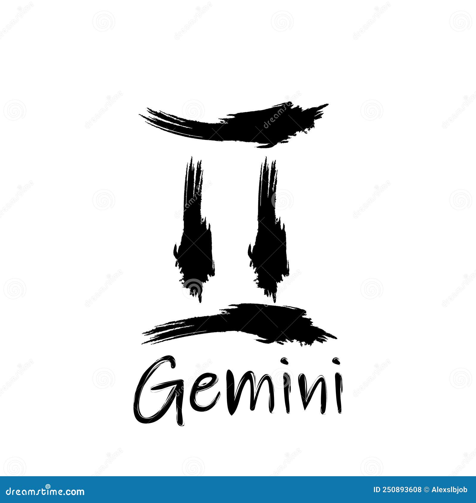 Gemini Zodiac Sign. Gemini Brush Stroke Sign. Stock Vector ...