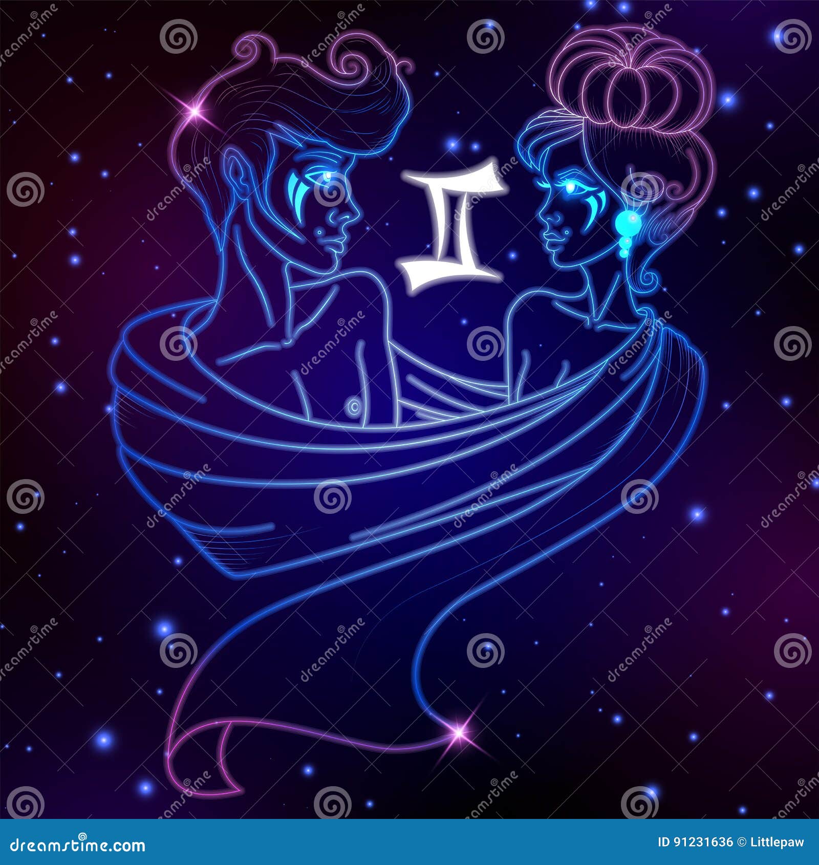 Gemini Zodiac Sign, Horoscope Symbol, Vector Illustration Stock Vector ...