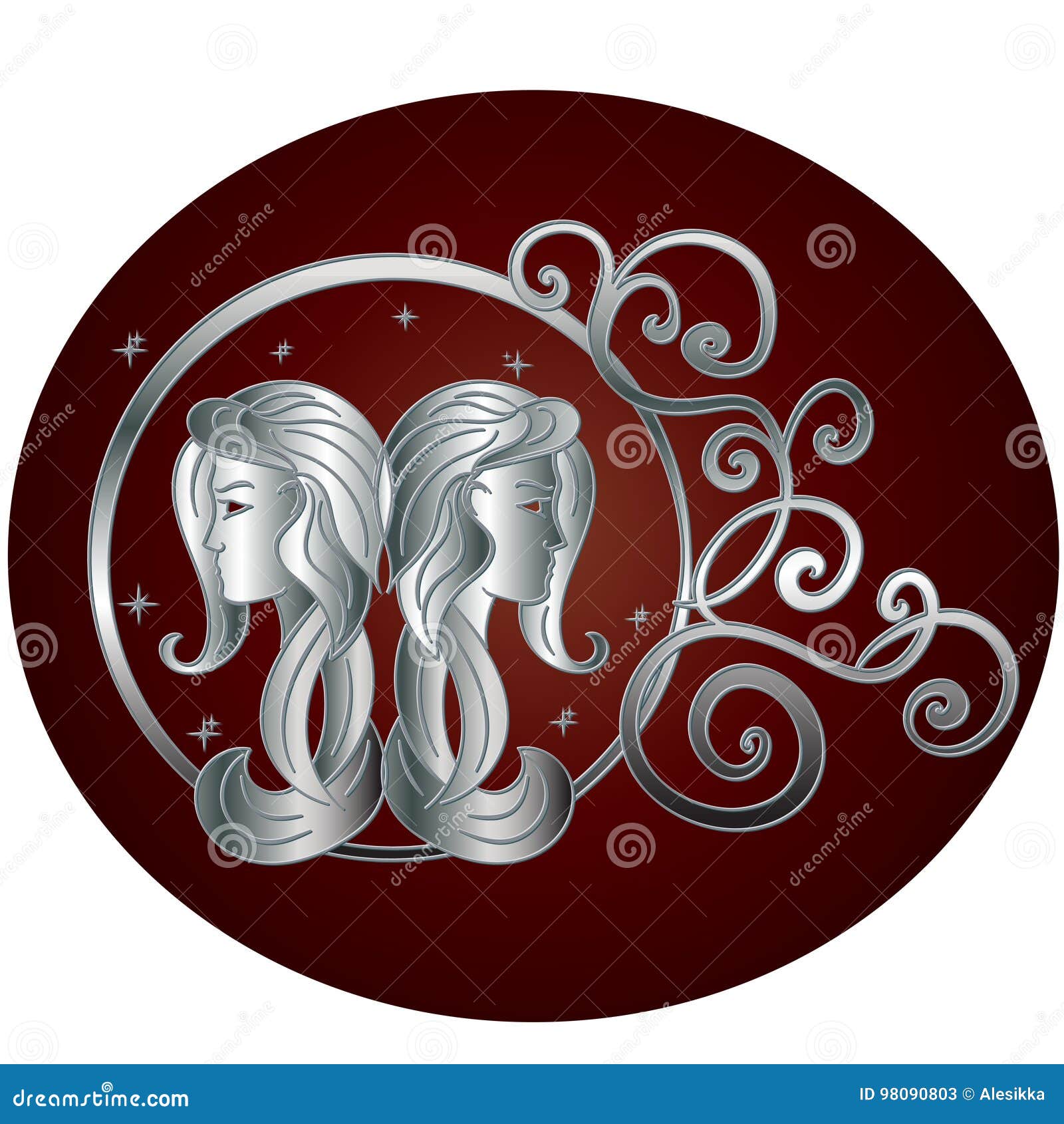 Gemini zodiac sign stock vector. Illustration of space - 98090803