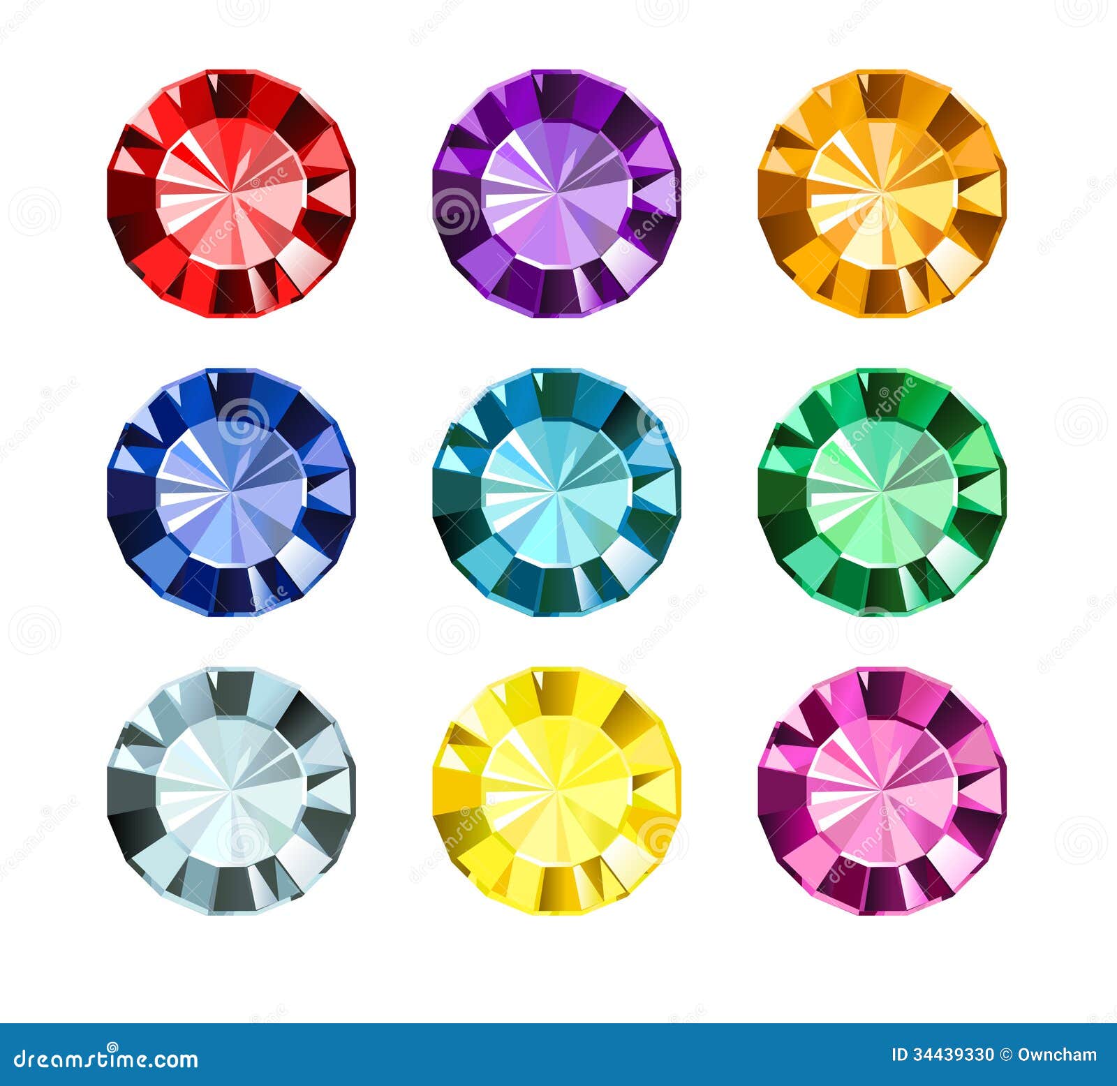 Gemme colorate illustrazione vettoriale. Illustrazione di brillante ...