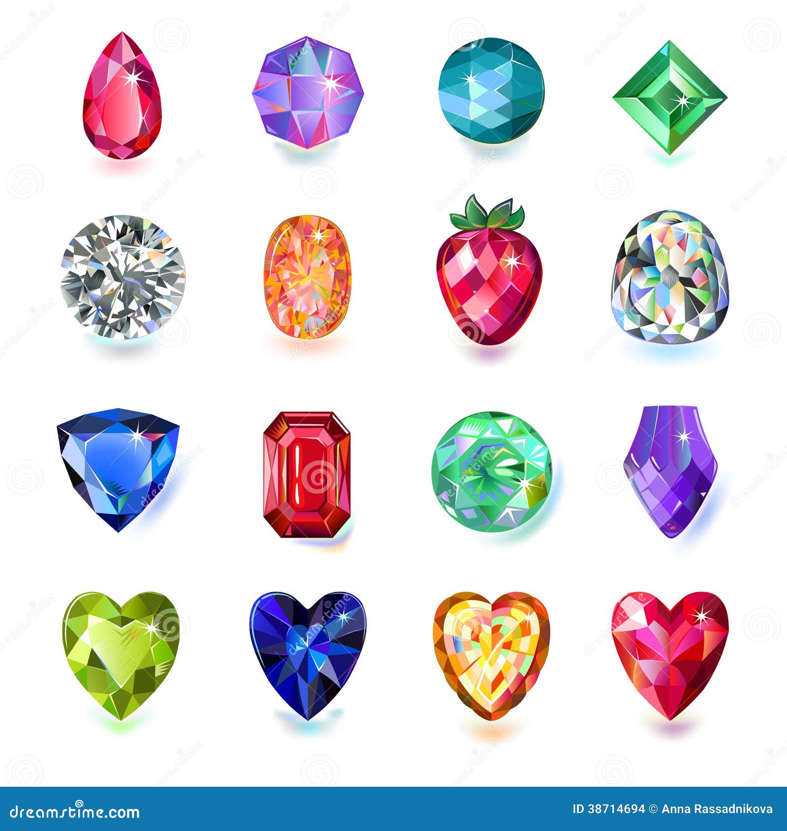 Gemme colorate illustrazione vettoriale. Illustrazione di verde - 38714694