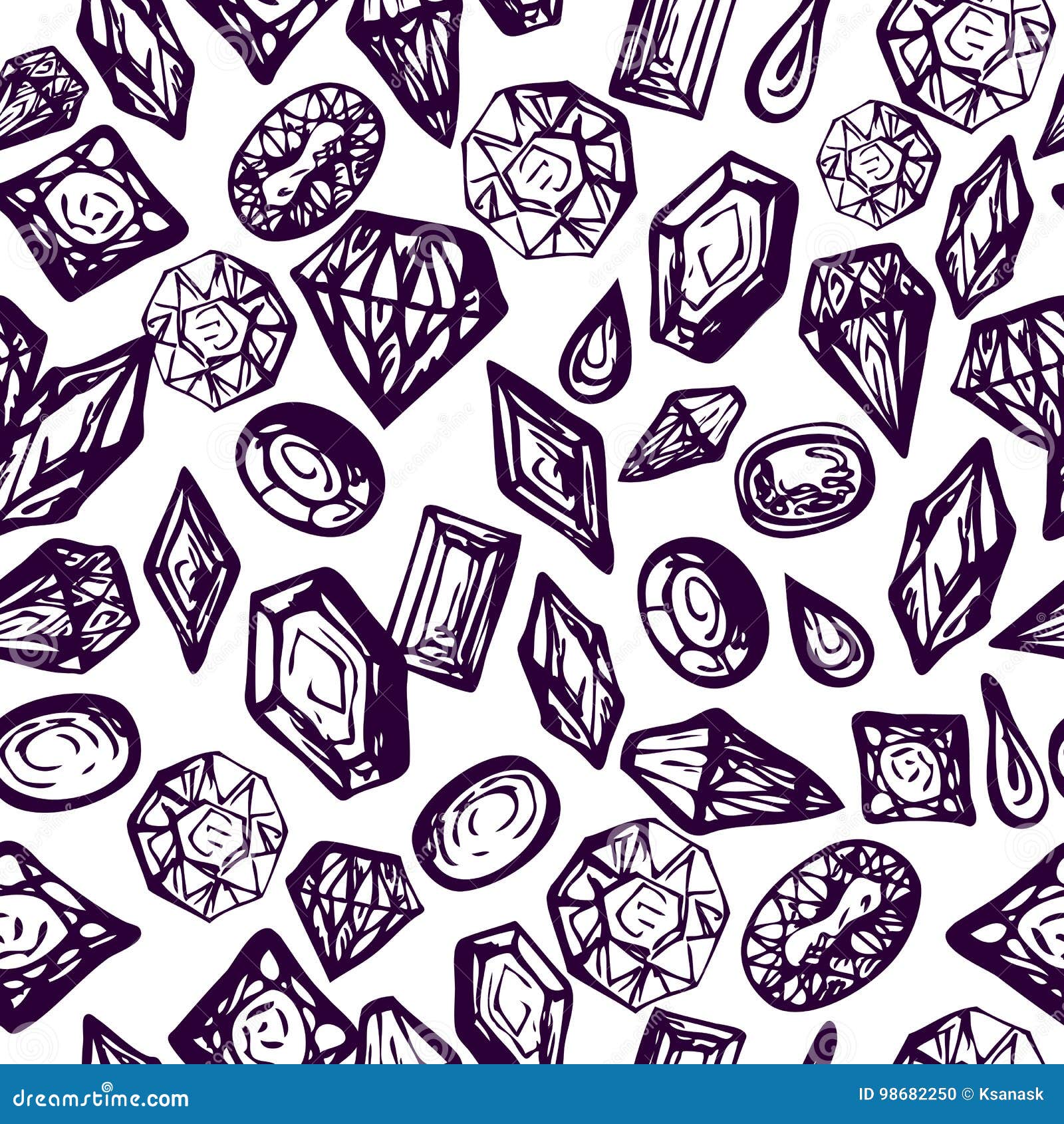 Gems and Crystals Vintage Background. Stock Vector - Illustration of ...