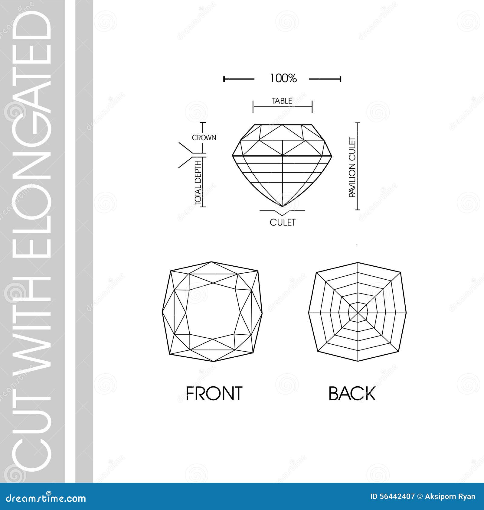 Gems cut with elongated stock illustration. Illustration of graph ...