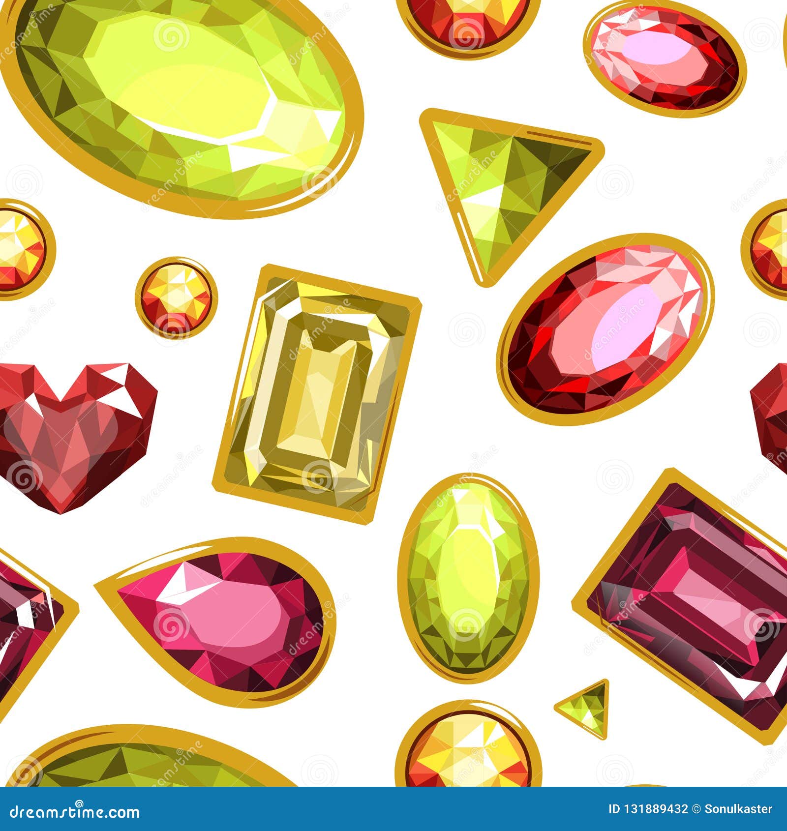 Gems and Diamonds, Precious Stones Seamless Pattern Vector. Stock ...