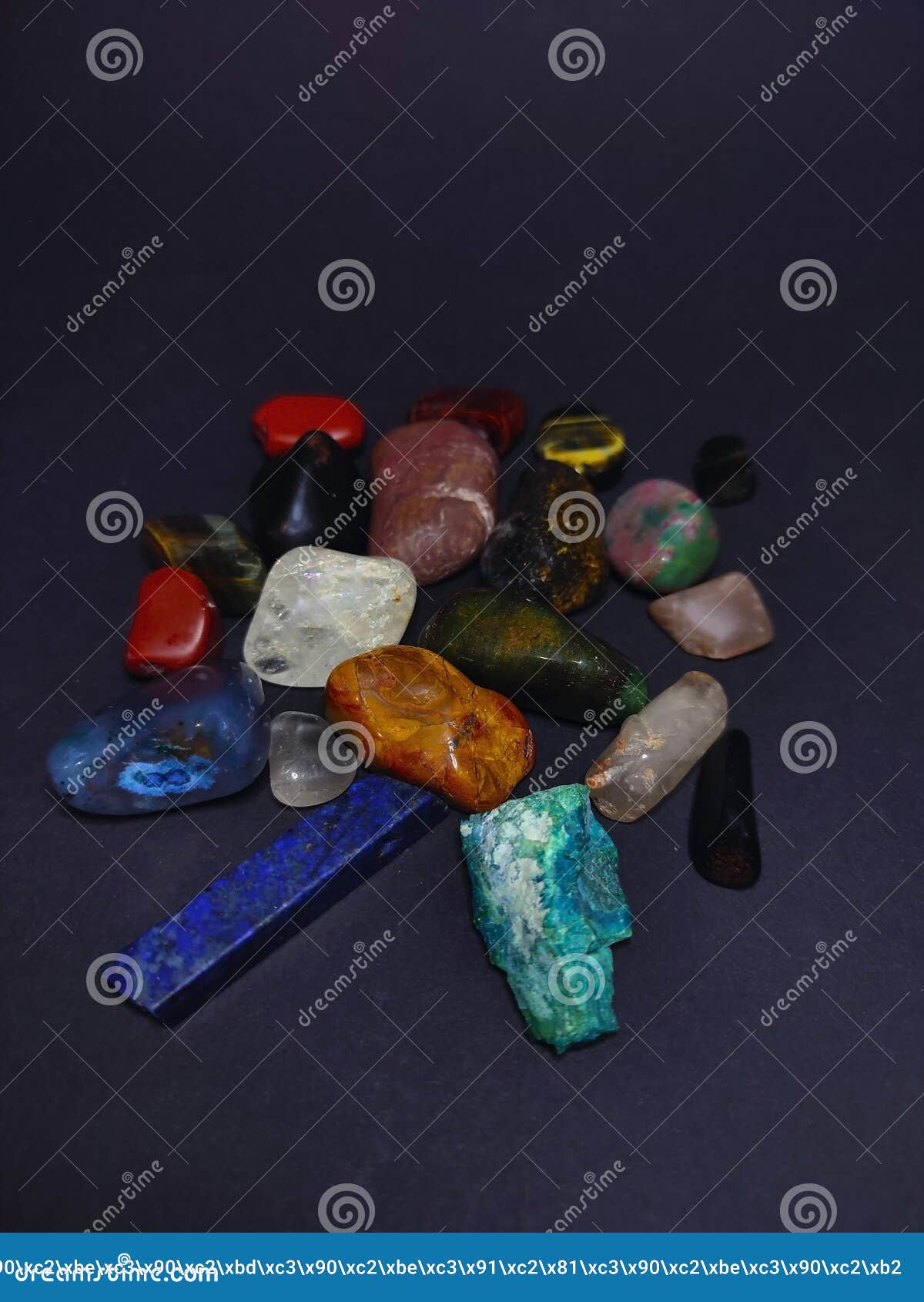 Gems of Different Colors on a Black Background Stock Image - Image of ...