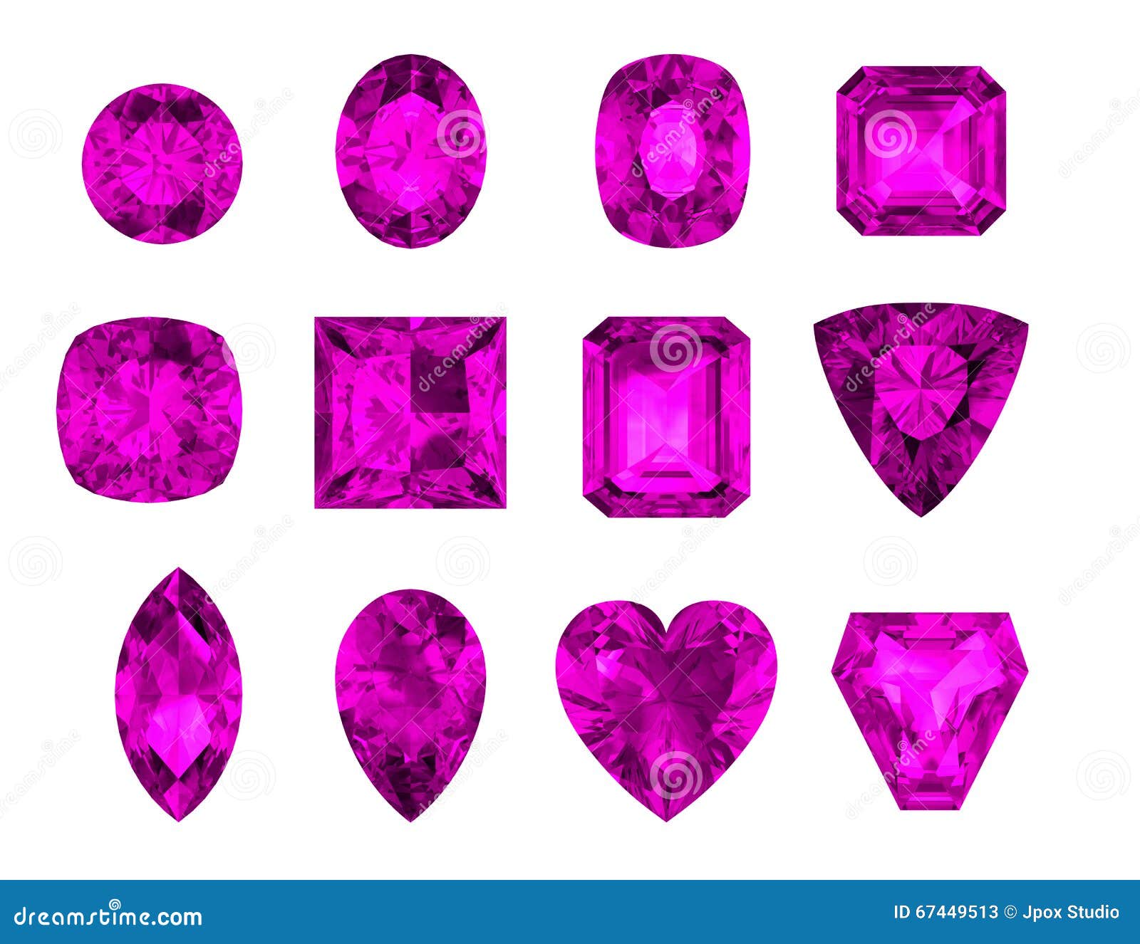 Gems Set Rodolite on White Background Stock Illustration - Illustration ...