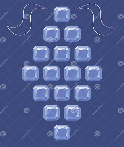 Gems in the Shape of a Square Blue Collected in a Diamond Stock Vector ...