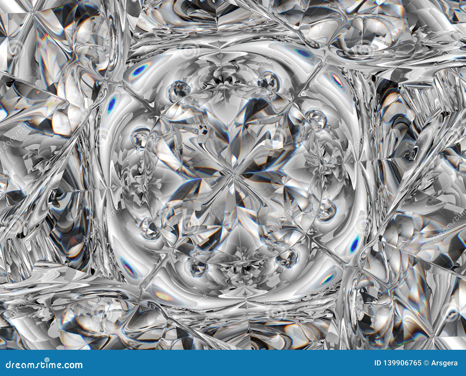 Gemstone or Abstract Diamond Texture Closeup and Kaleidoscope Stock ...