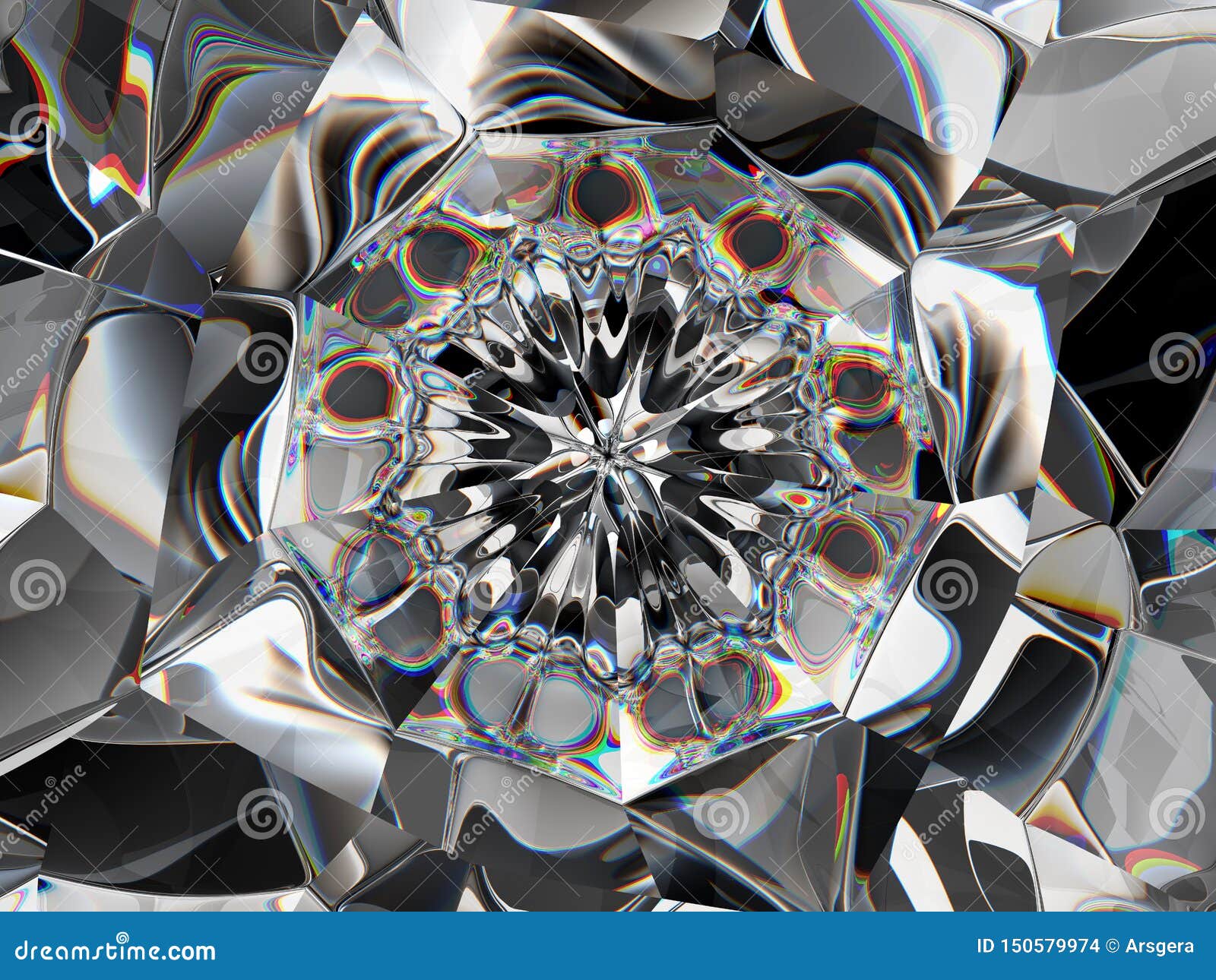 Gemstone or Abstract Diamond Texture Closeup and Kaleidoscope Stock ...