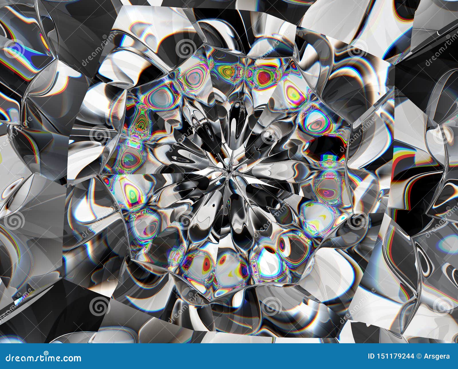 Gemstone or Abstract Diamond Texture Closeup and Kaleidoscope Stock ...