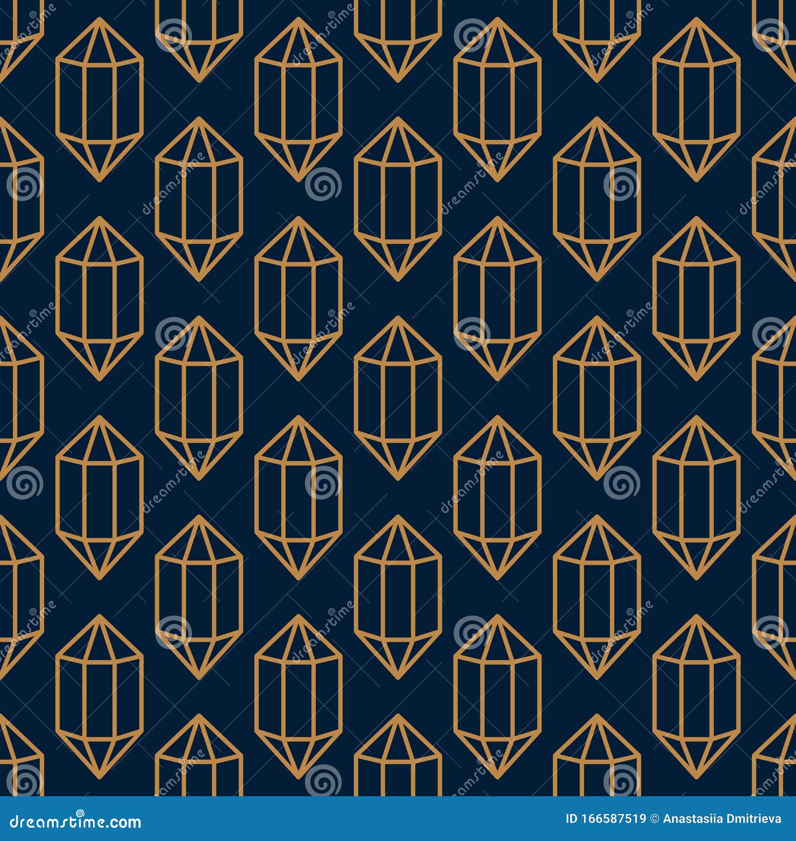 Gemstone Crystal Seamless Pattern in Minimal Trendy Style. Gold Linear ...
