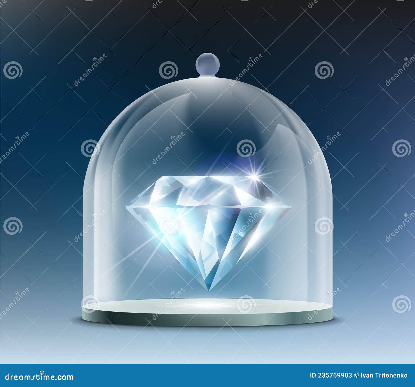 Gemstone Diamond Under the Glass Dome Stock Vector - Illustration of ...
