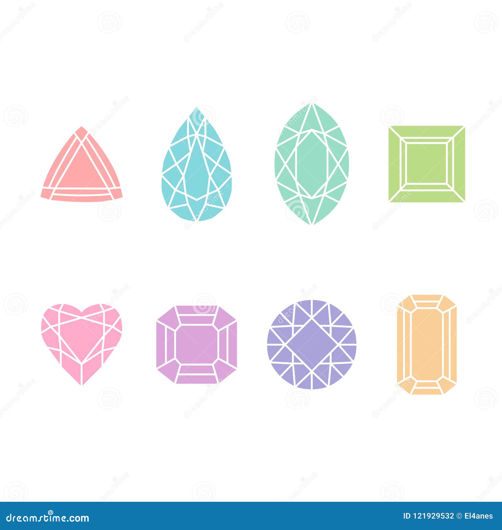 Gemstone shape set stock vector. Illustration of stone - 121929532