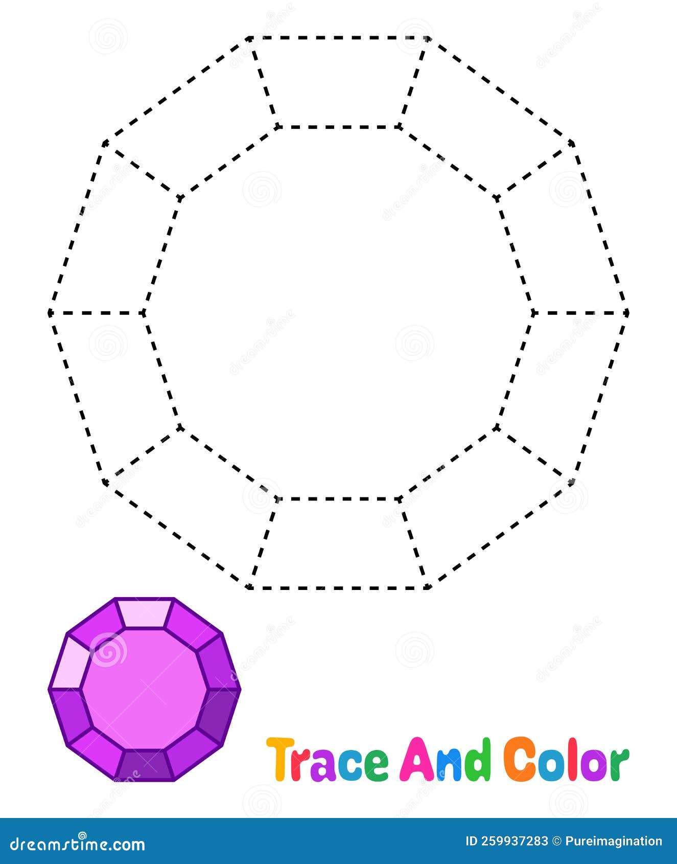 Gemstone Tracing Worksheet for Kids Stock Vector - Illustration of ...