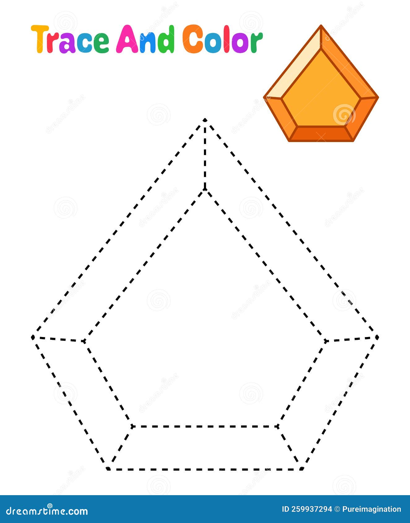 Gemstone Tracing Worksheet for Kids Stock Vector - Illustration of ...