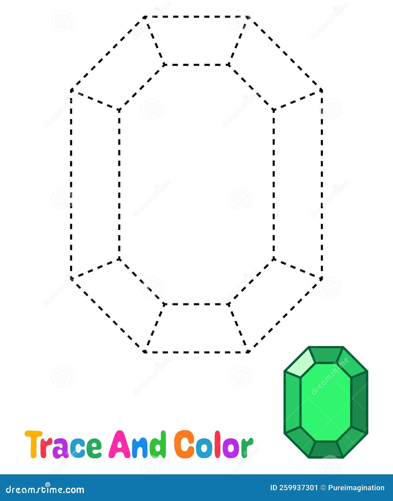 Gemstone Tracing Worksheet for Kids Stock Vector - Illustration of ...