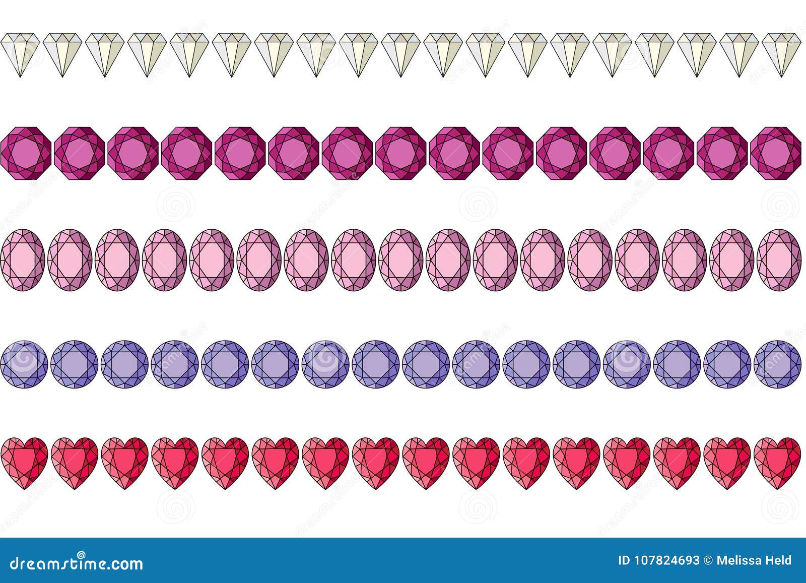 Gemstone Vector Border Patterns Stock Vector - Illustration of heart ...