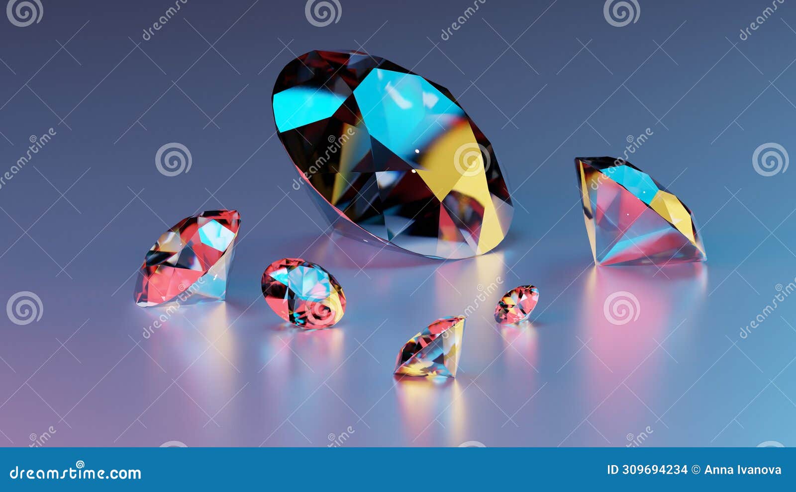 Gemstones with Brilliant Facets, Vividly Colored Reflecting Light on a ...