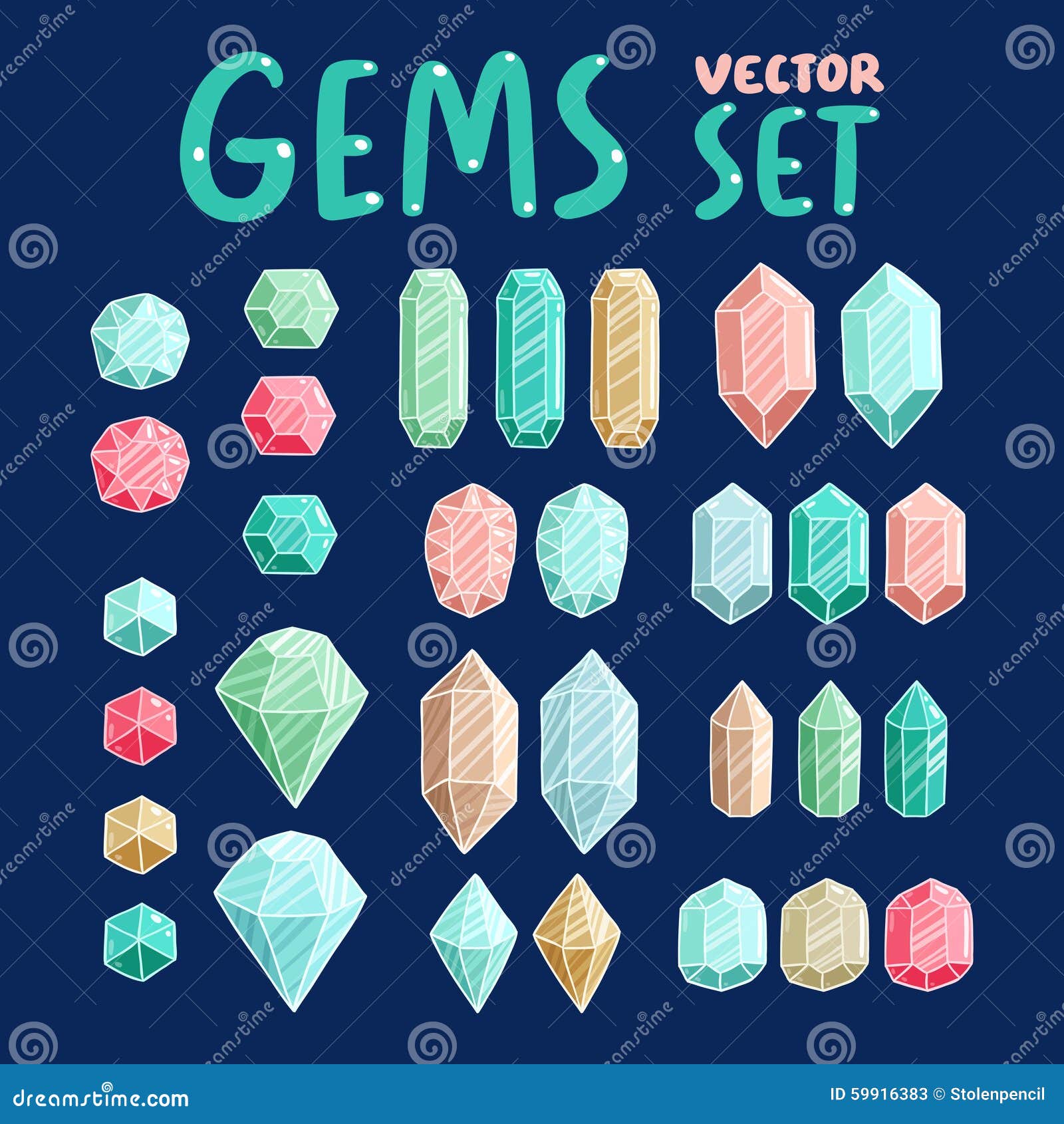Gemstones collection stock vector. Illustration of shiny - 59916383