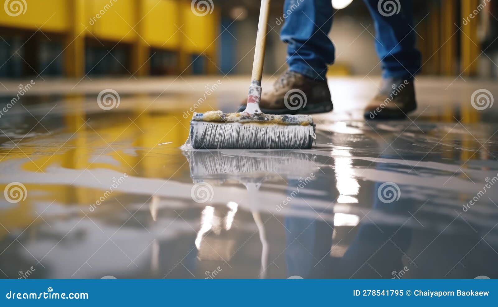 Genarative AL Worker, Coating Floor with Self-leveling Epoxy Stock ...