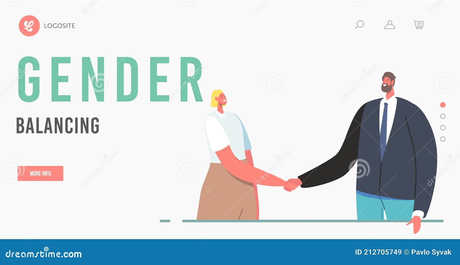 Gender Balancing Landing Page Template Business Partners Sex Equality
