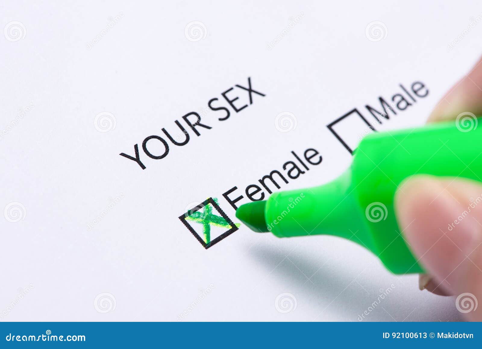 Gender check box on paper. stock image. Image of male - 92100613